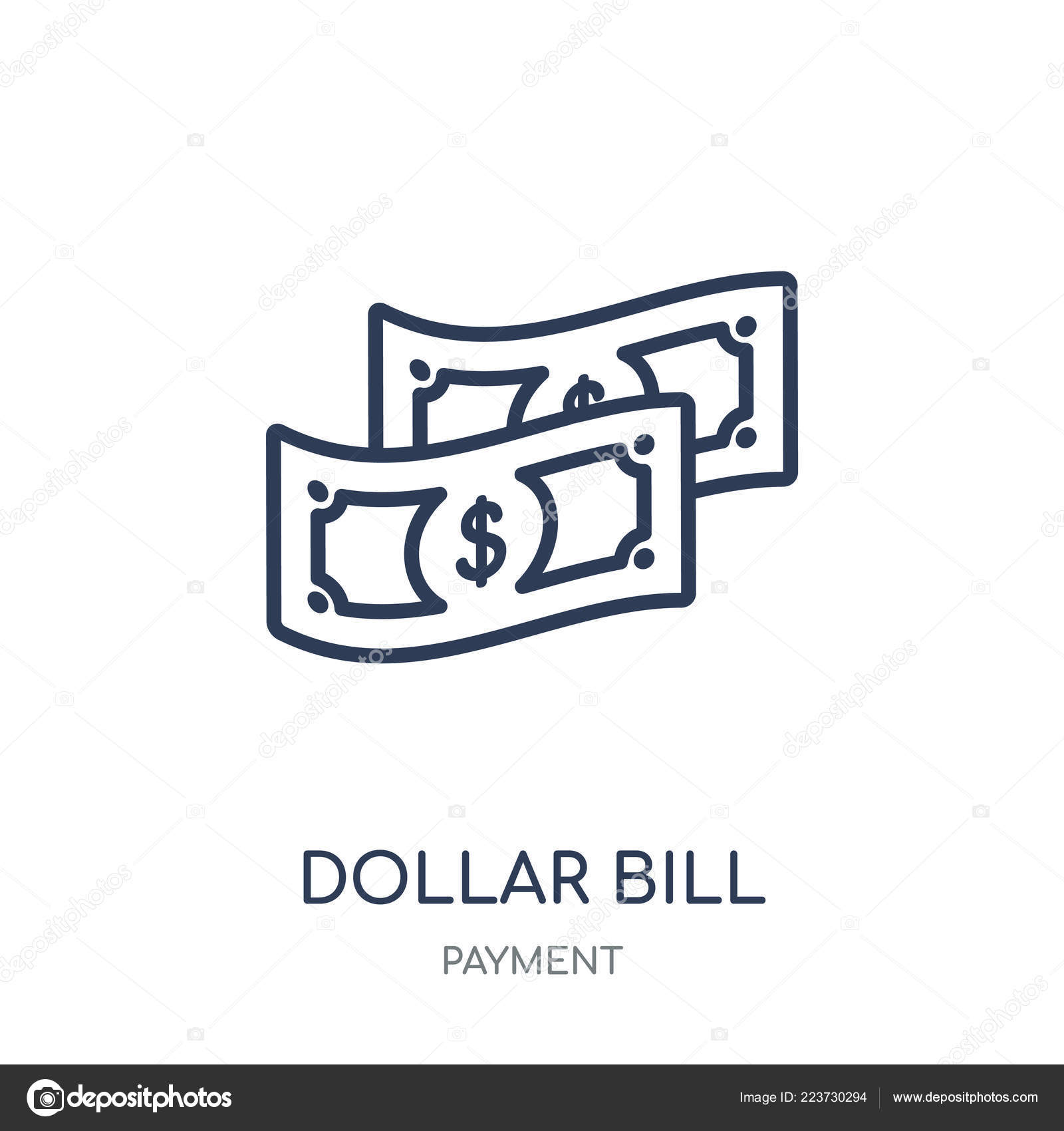 Dollar Bill Icon Dollar Bill Linear Symbol Design Payment Collection ...