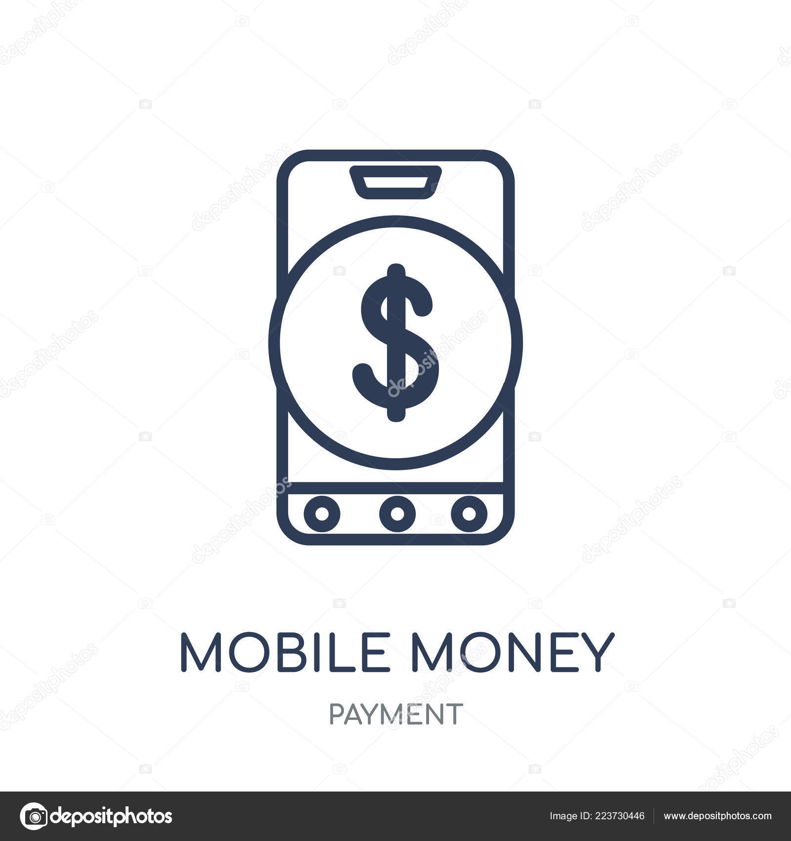 Mobile Money Icon Mobile Money Linear Symbol Design Payment Collection ...