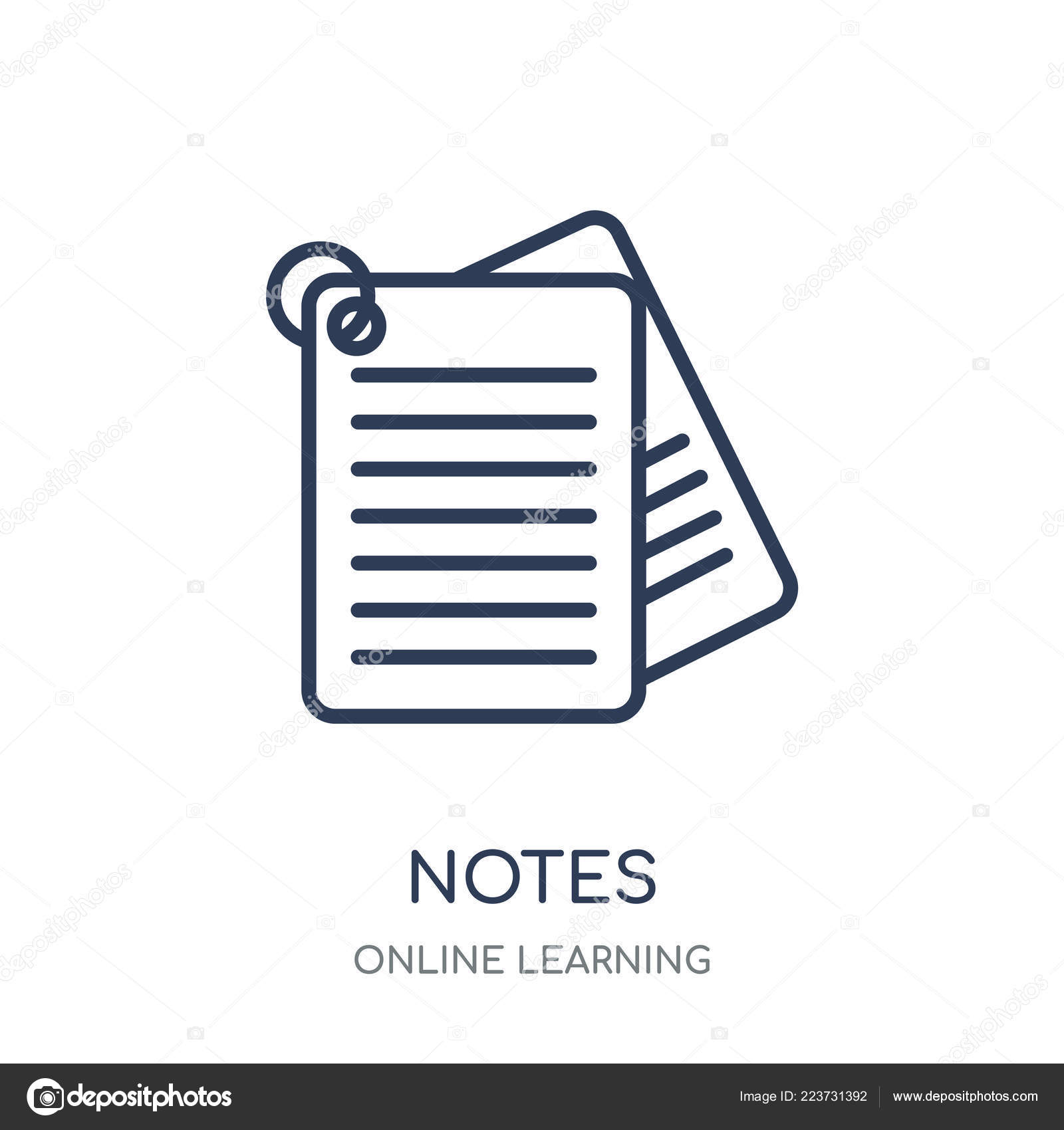 Notes Icon Notes Linear Symbol Design Online Learning Collection Stock ...