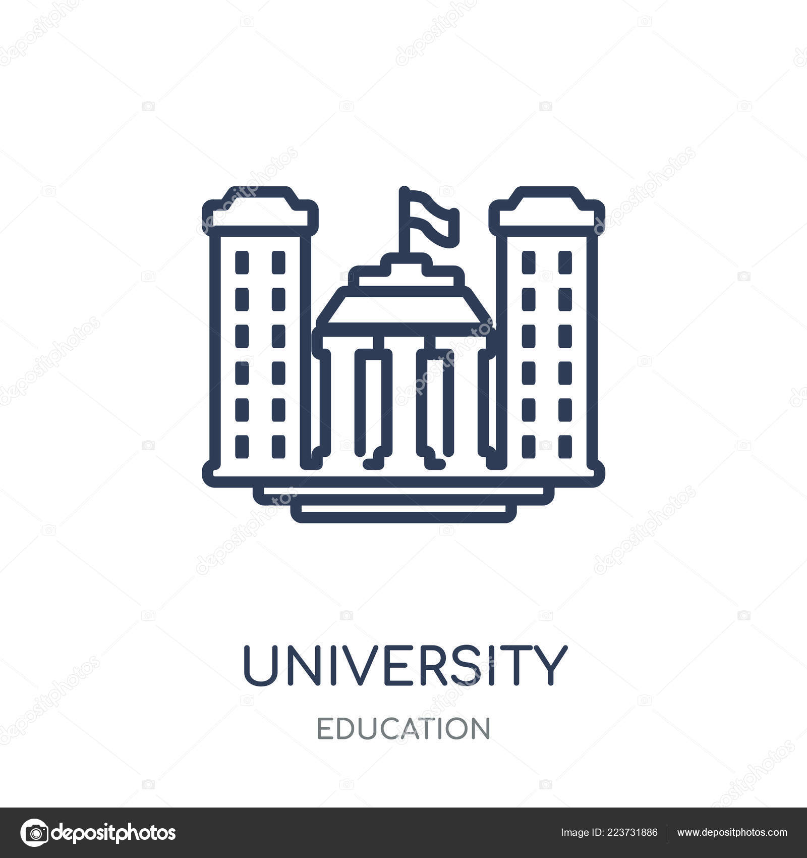 University Icon University Linear Symbol Design Education Collection ...