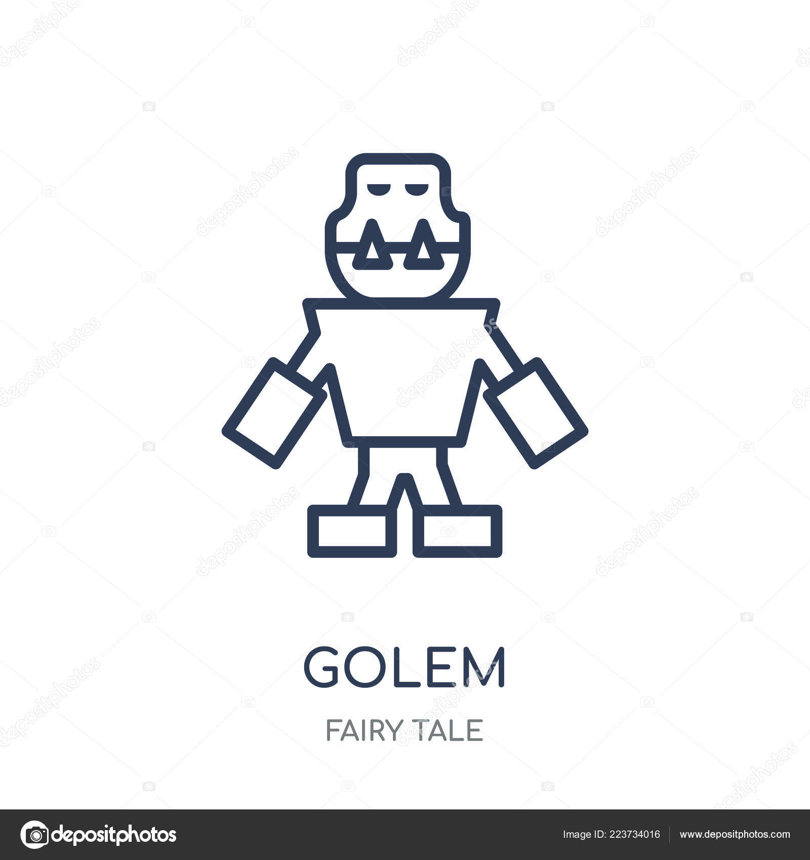 Icono Golem Golem Diseño Símbolo Lineal Colección Cuentos Hadas Esquema Vector de stock por ...