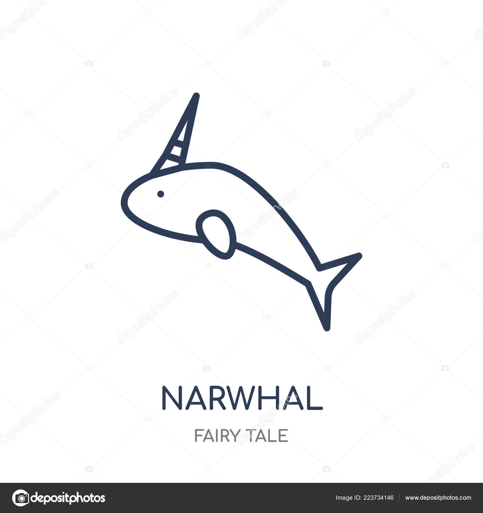 Narwhal Icon Narwhal Linear Symbol Design Fairy Tale Collection Simple ...