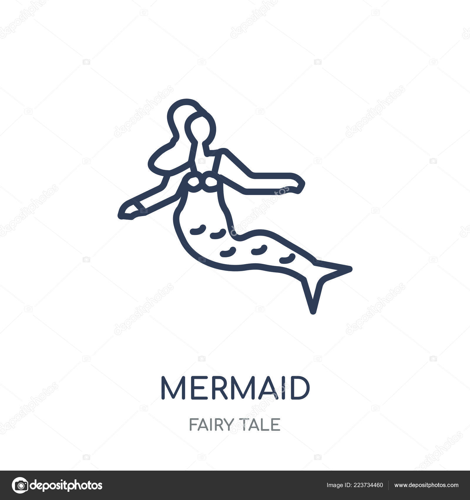 Mermaid Icon Mermaid Linear Symbol Design Fairy Tale Collection Simple ...