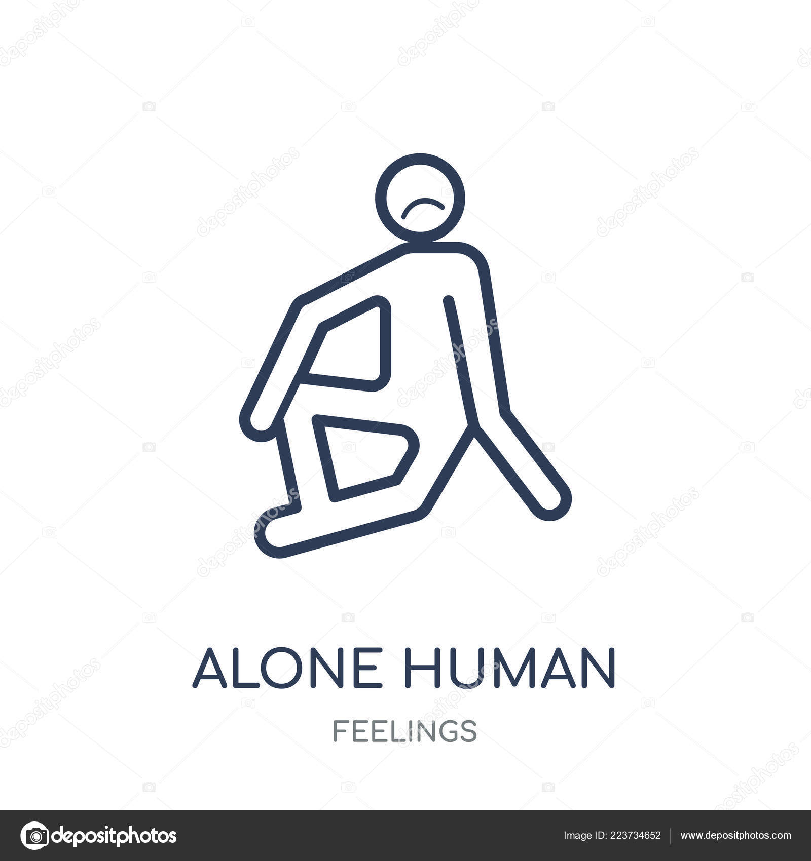 Alone Human Icon Alone Human Linear Symbol Design Feelings Collection ...