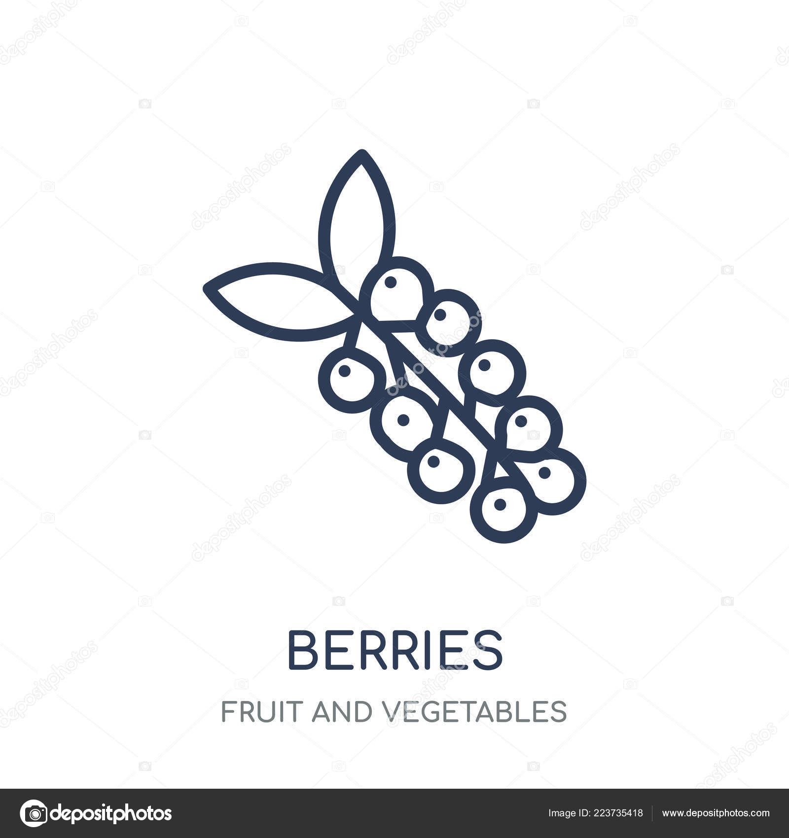 Berries Icon Berries Linear Symbol Design Fruit Vegetables Collection ...