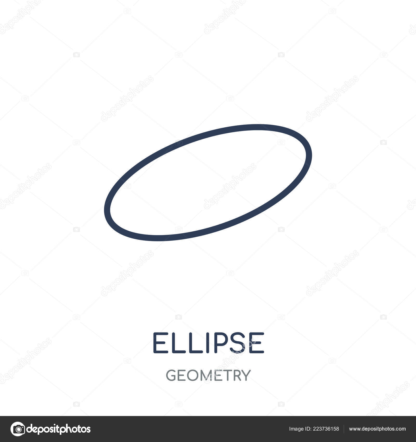 Icono Elipse Elipse Diseño Símbolo Lineal Colección Geometría Esquema Simple vector, gráfico ...