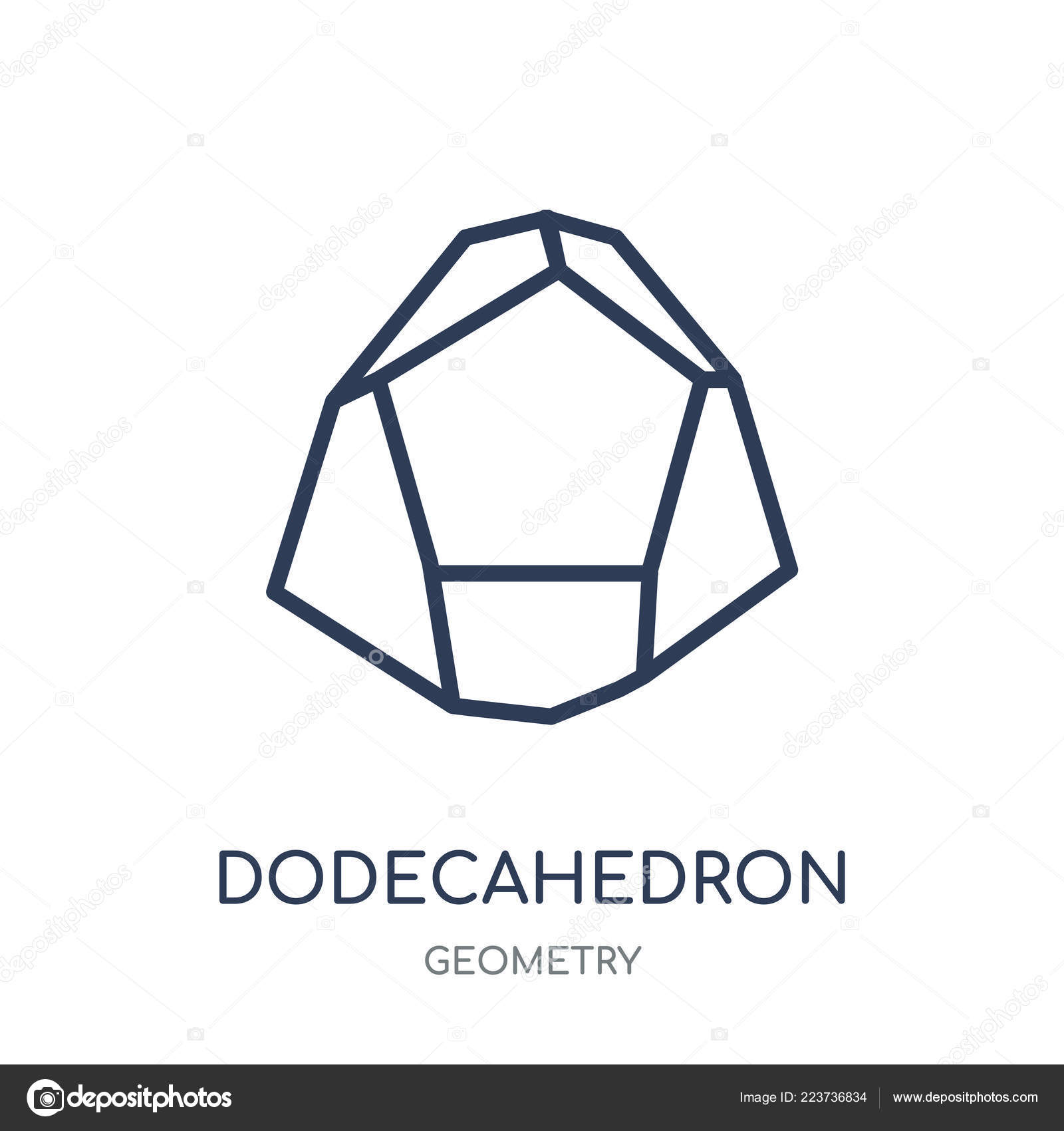 Dodecahedron Icon Dodecahedron Linear Symbol Design Geometry Collection ...