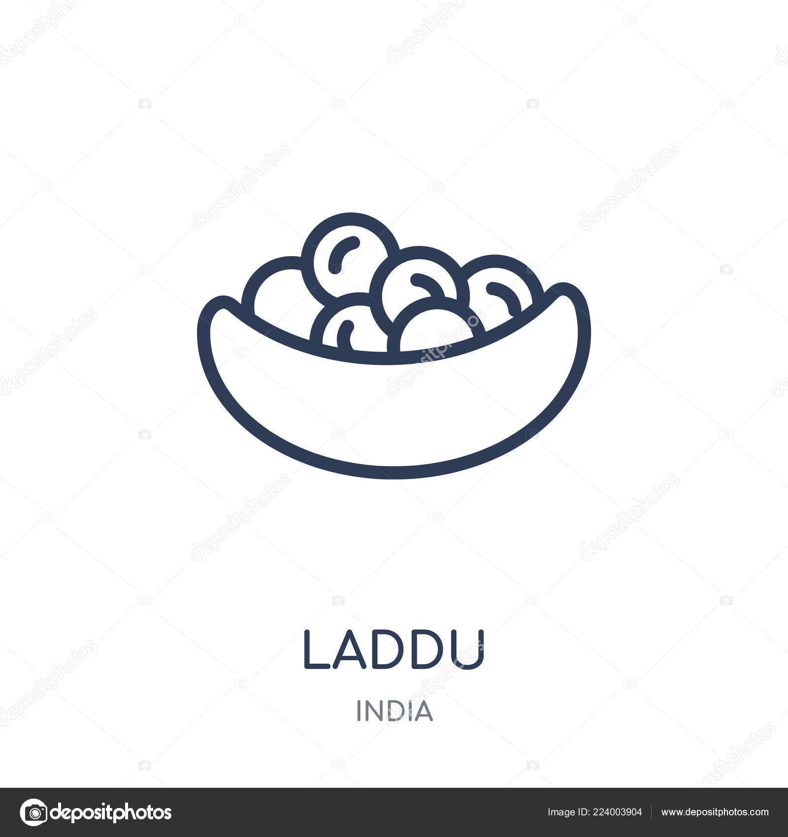Laddu Icon Laddu Linear Symbol Design India Collection Simple Outline ...