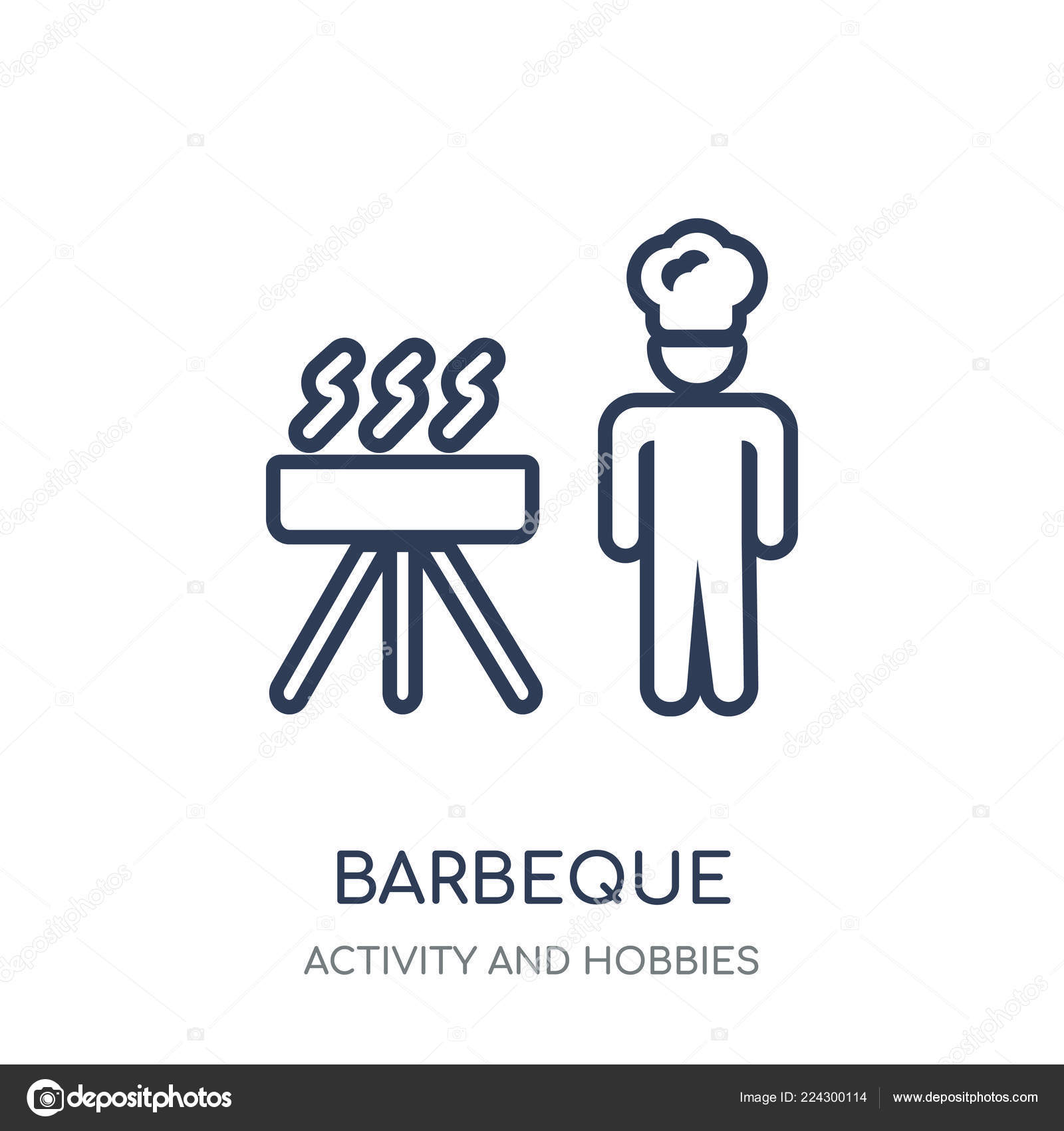Barbeque Icon Barbeque Linear Symbol Design Activity Hobbies Collection ...