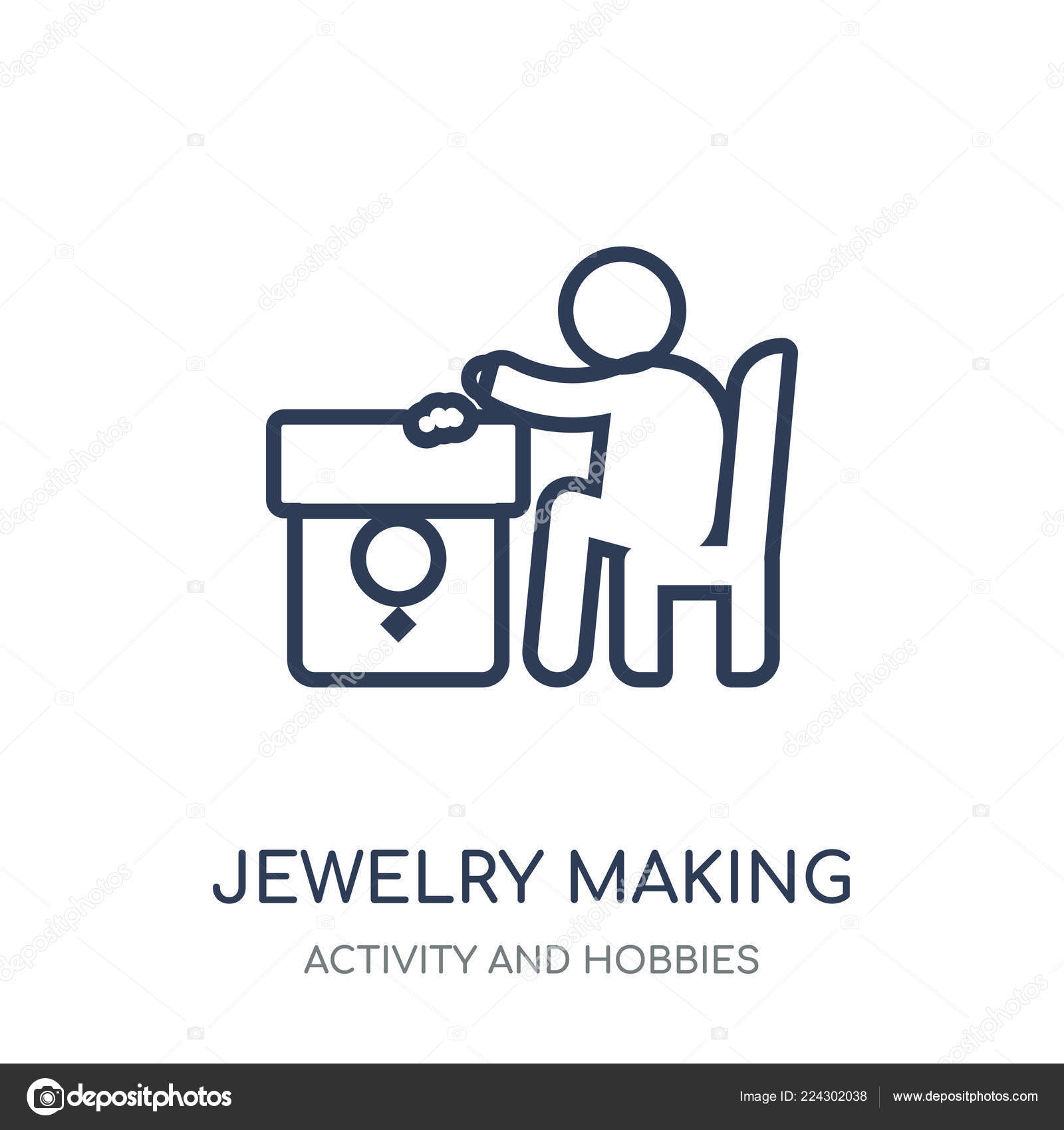 Jewelry Making Icon Jewelry Making Linear Symbol Design Activity ...