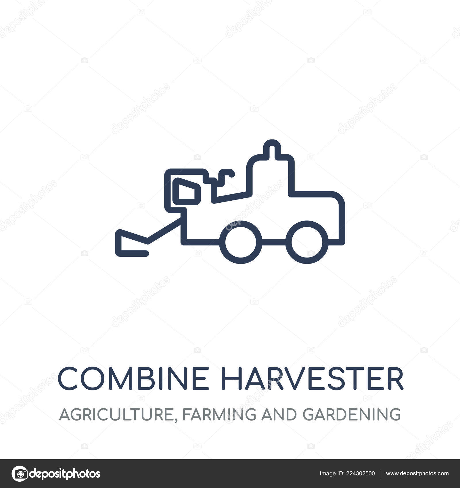 Combine Harvester Icon Combine Harvester Linear Symbol Design Agriculture Farming Stock Vector ...