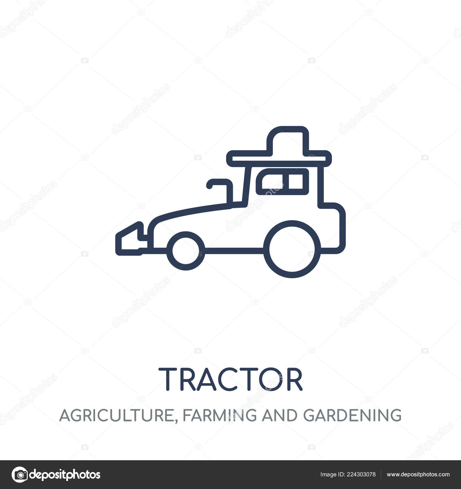 Tractor Icon Tractor Linear Symbol Design Agriculture Farming Gardening ...