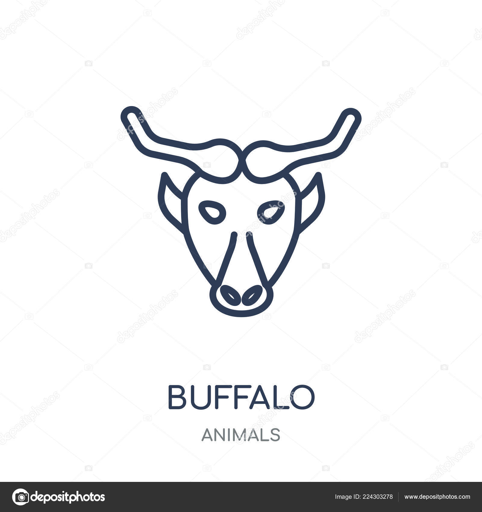 Buffalo Icon Buffalo Linear Symbol Design Animals Collection Simple ...