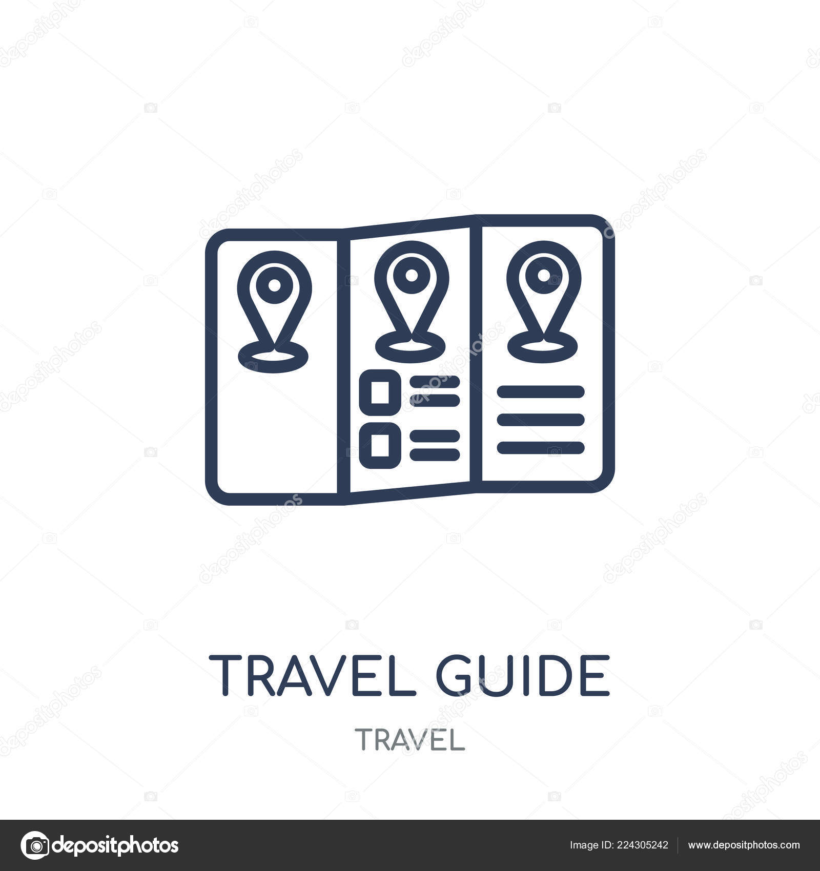 Travel Guide Icon Travel Guide Linear Symbol Design Travel Collection ...