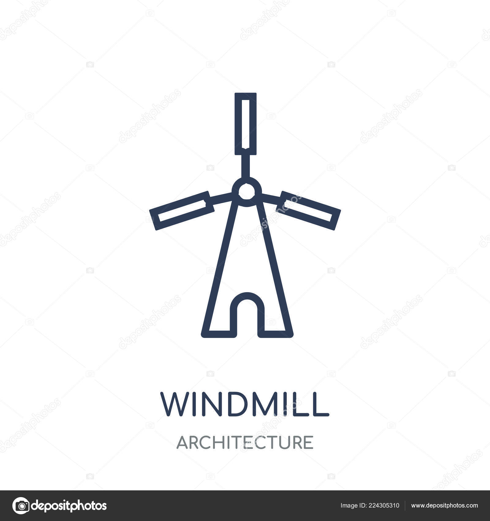 Windmill Icon Windmill Linear Symbol Design Architecture Collection ...