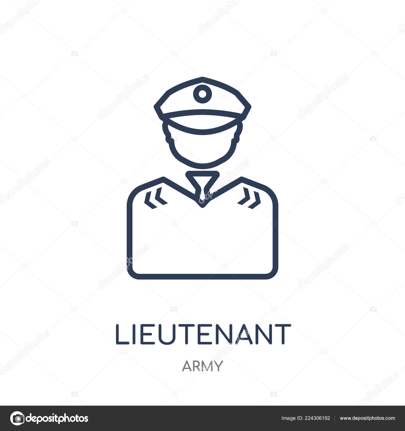 Lieutenant Icon Lieutenant Linear Symbol Design Army Collection Stock ...