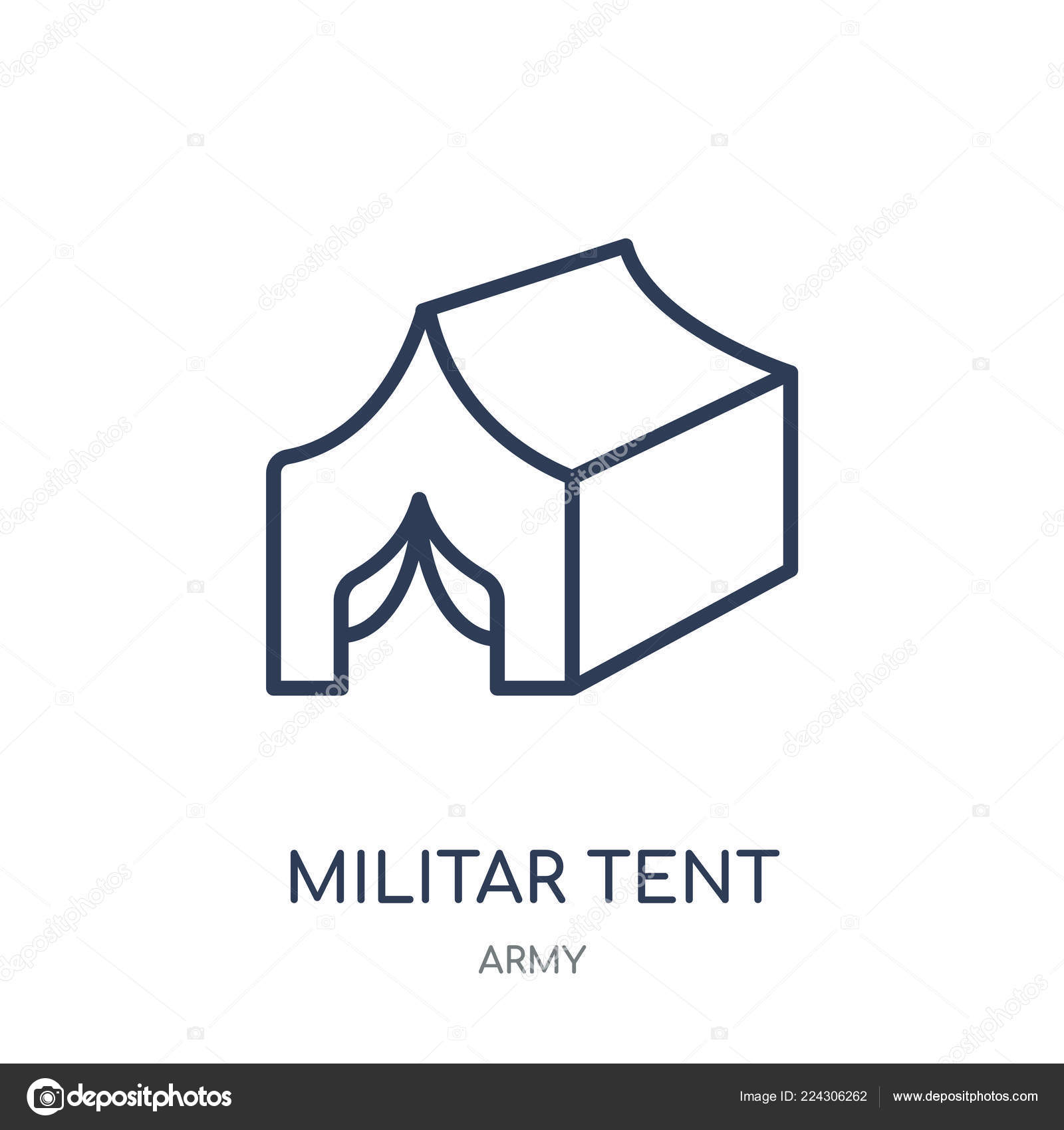 Militar Tent Icon Militar Tent Linear Symbol Design Army Collection ...