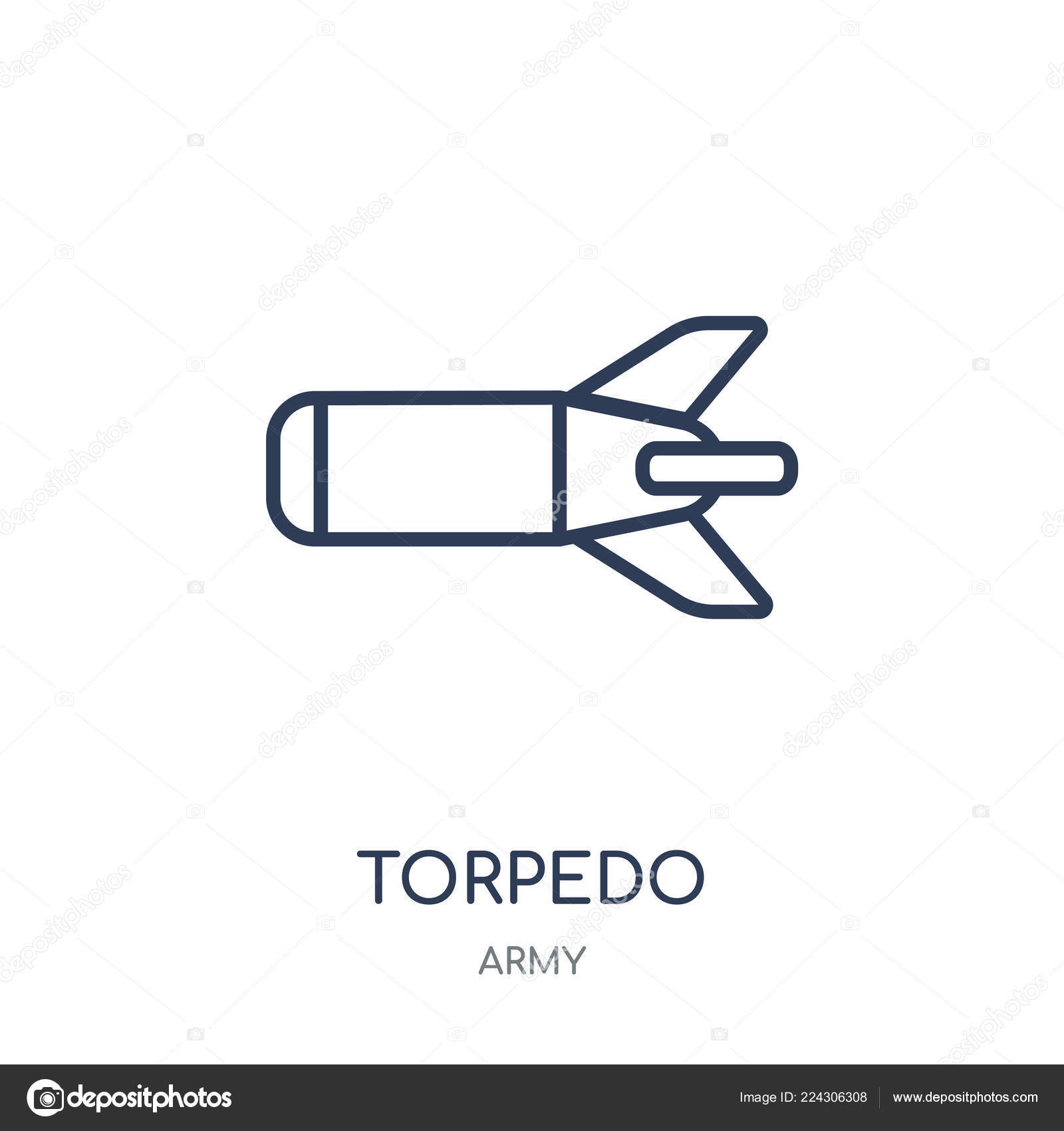 Icono Del Torpedo Torpedo Diseño Símbolo Lineal Colección Army Vector de stock #224306308 de ...