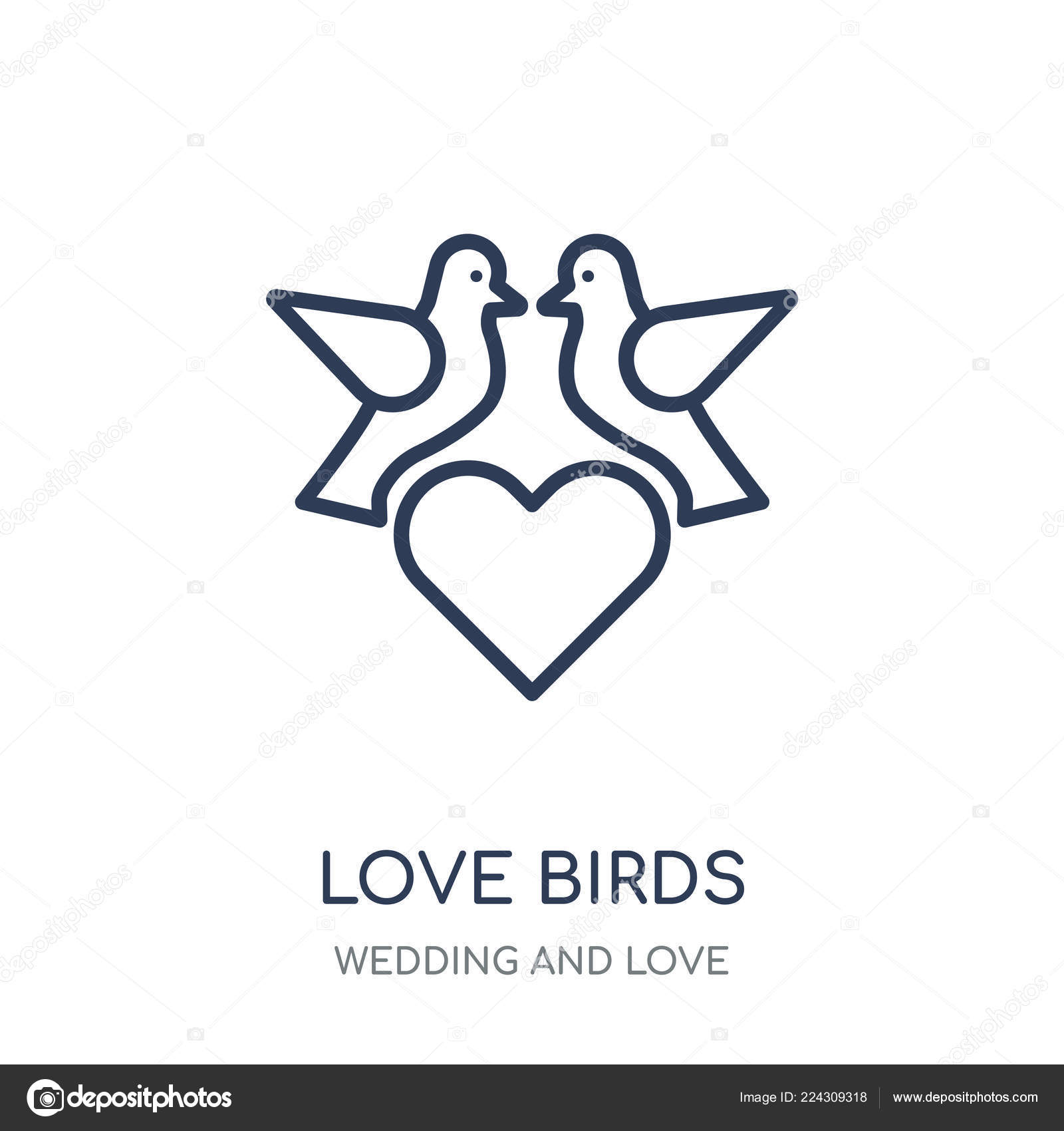 Love Birds Icon Love Birds Linear Symbol Design Wedding Love Stock ...