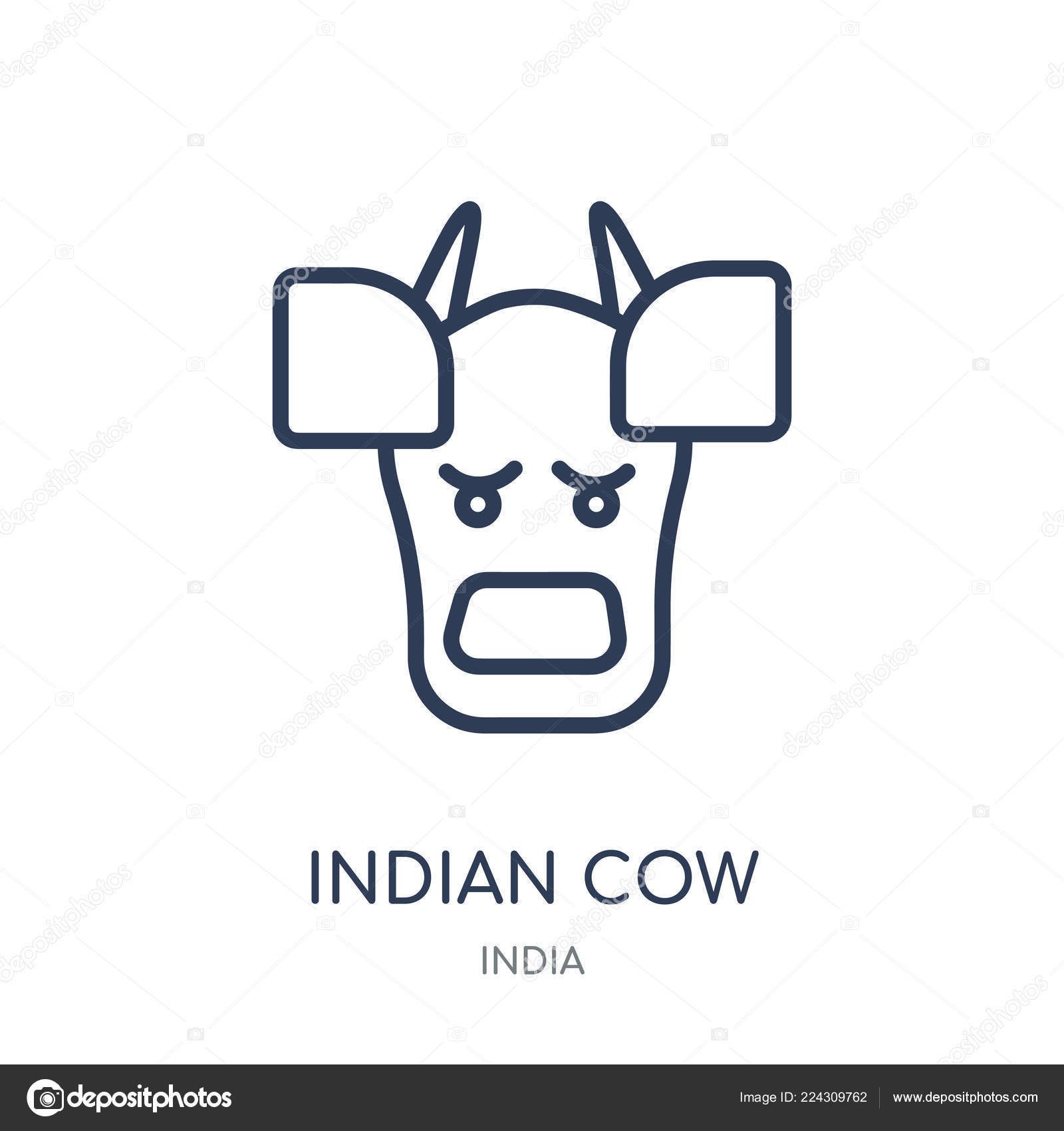 Indian Cow Icon Indian Cow Linear Symbol Design India Collection Stock ...