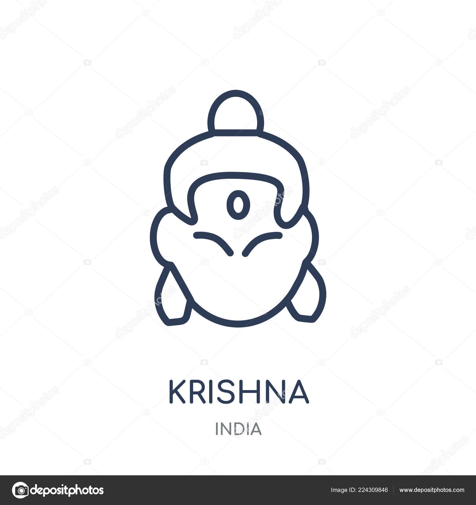 Krishna Icon Krishna Linear Symbol Design India Collection Simple ...