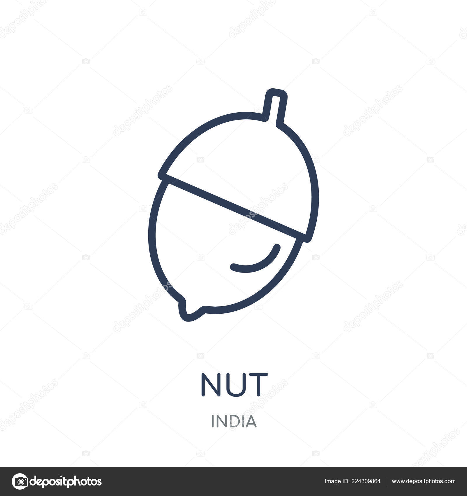 Nut Icon Nut Linear Symbol Design India Collection Simple Outline Stock ...