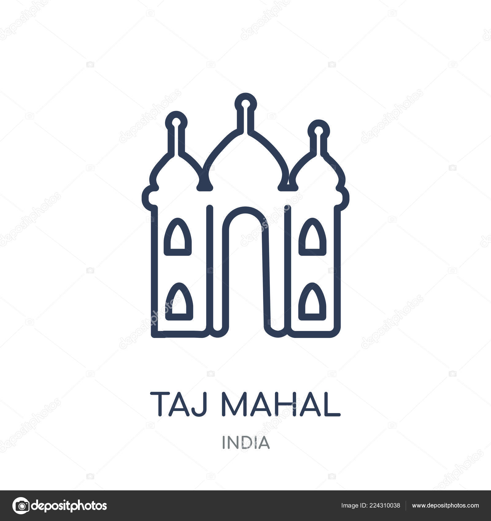 Taj Mahal Icon Taj Mahal Linear Symbol Design India Collection Stock ...