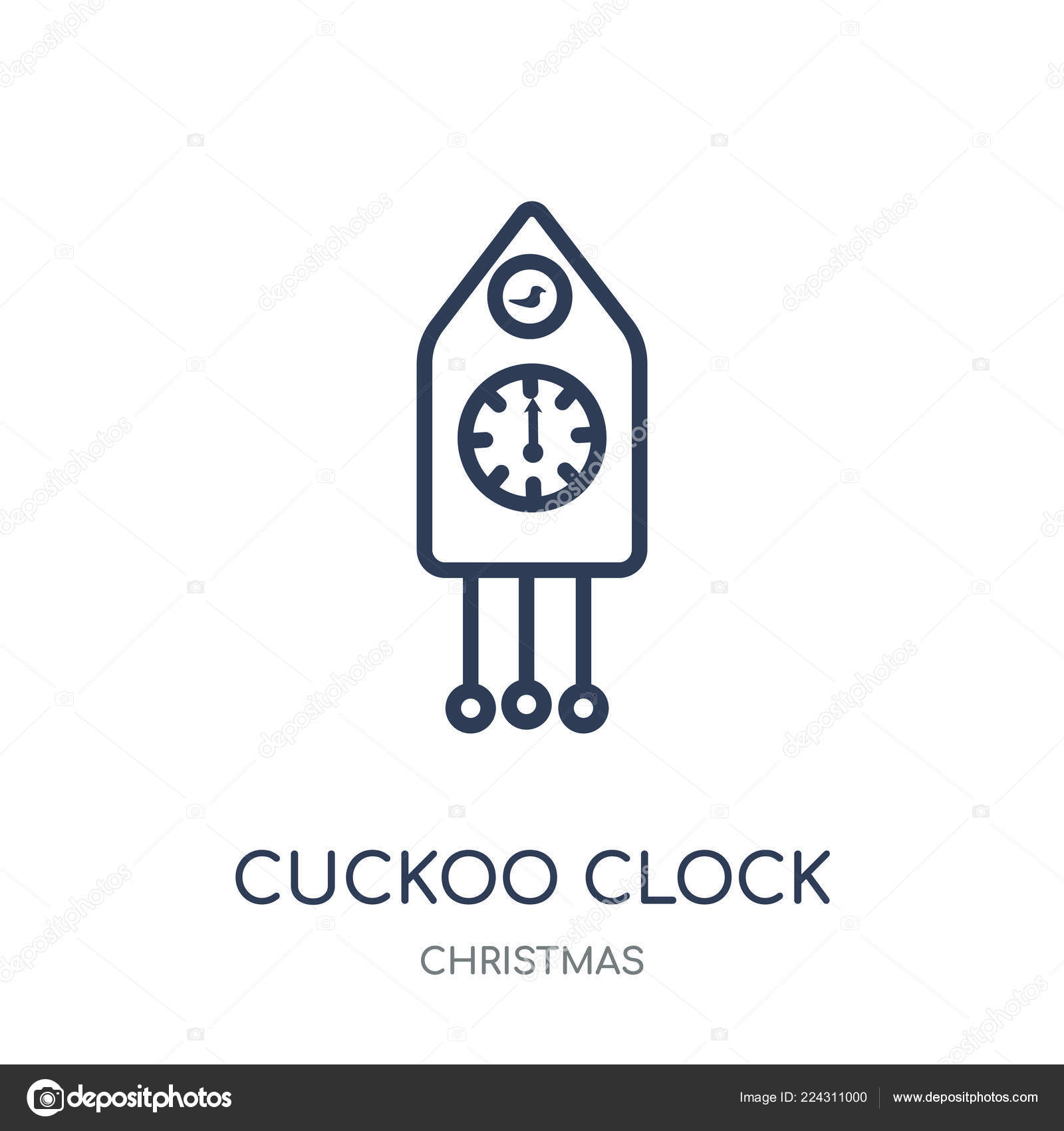 Cuckoo Clock Icon Cuckoo Clock Linear Symbol Design Christmas ...