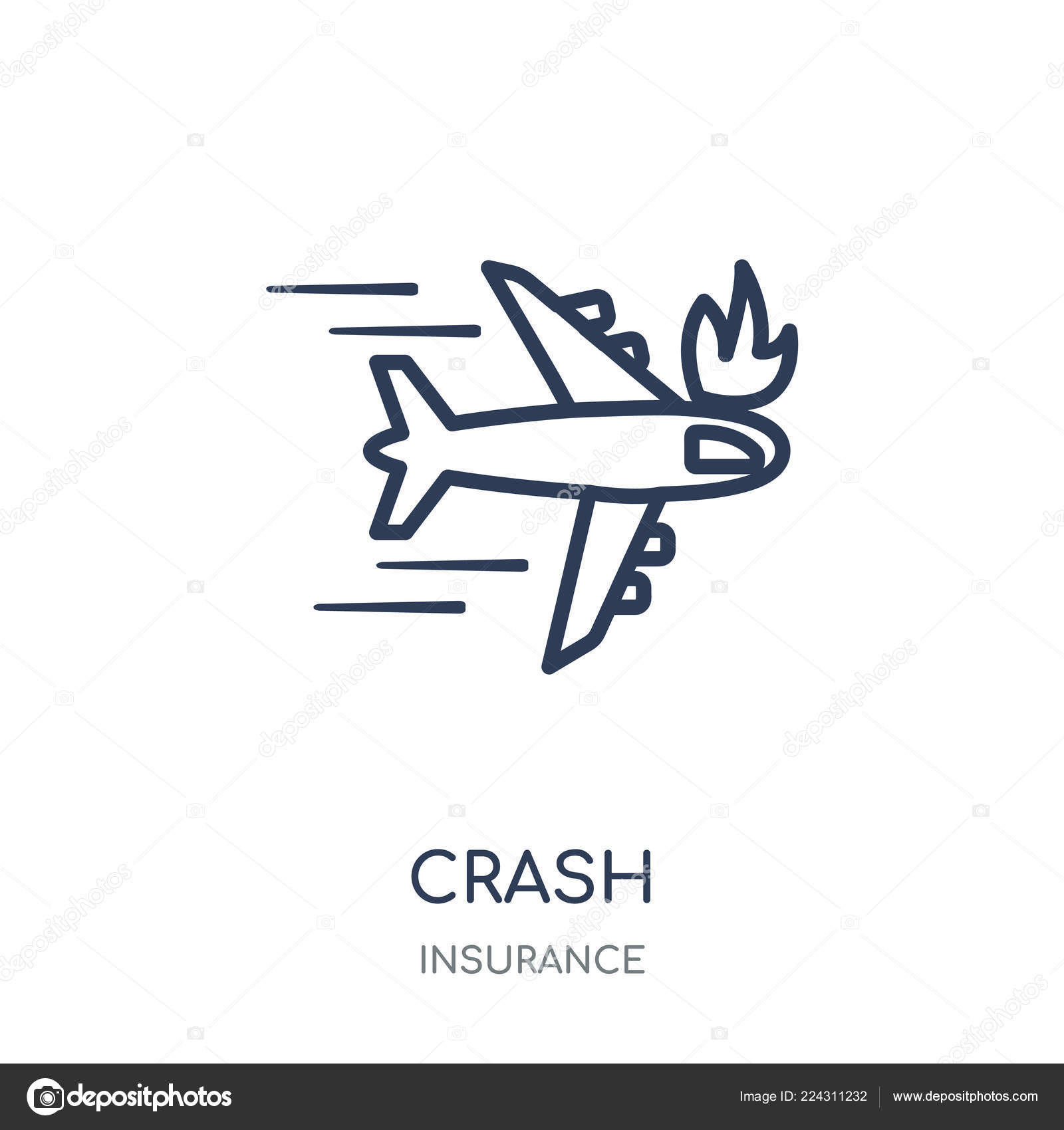 Crash Icon Crash Linear Symbol Design Insurance Collection Stock Vector ...