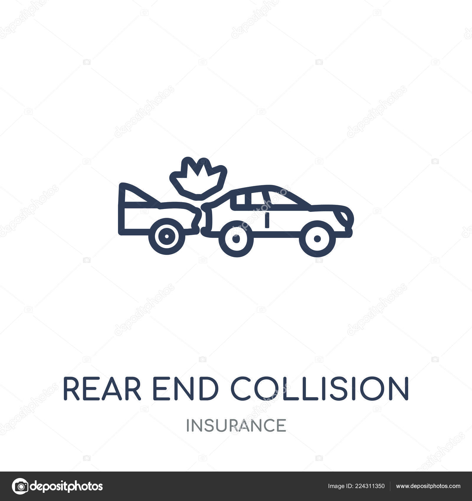 Rear End Collision Icon Rear End Collision Linear Symbol Design Stock ...