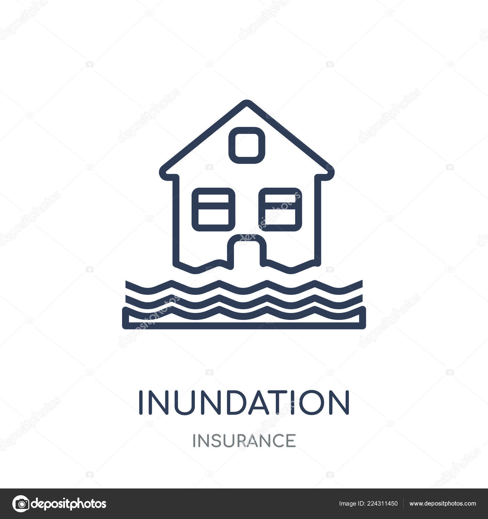 Inundation Icon Inundation Linear Symbol Design Insurance Collection ...
