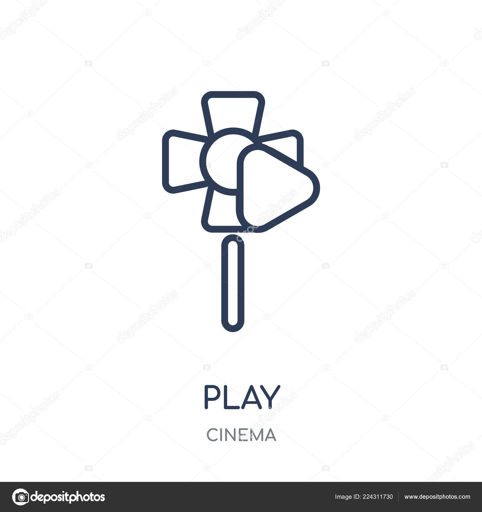 Play Icon Play Linear Symbol Design Cinema Collection Simple Outline ...
