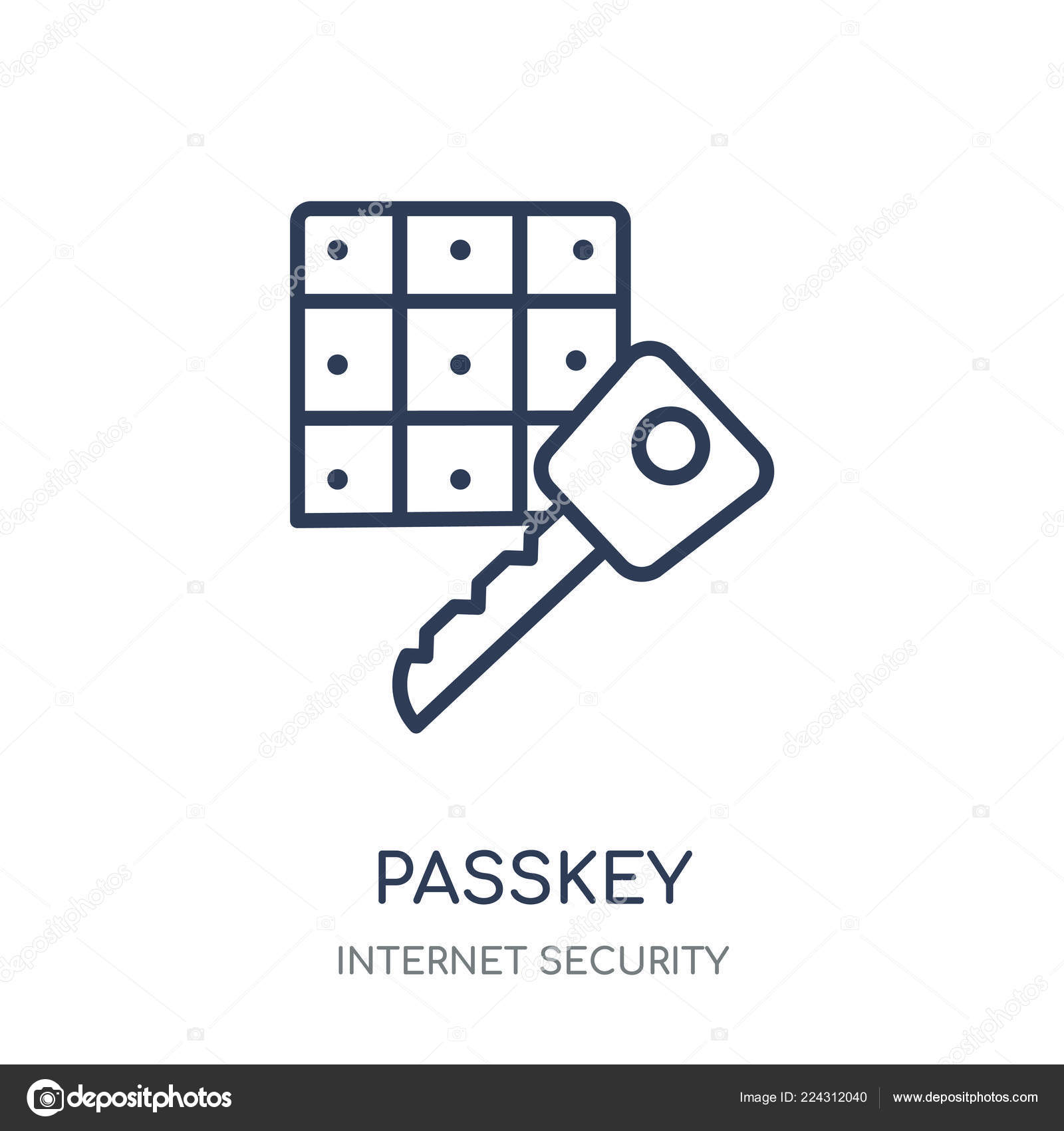Passkey Icon Passkey Linear Symbol Design Internet Security Collection ...