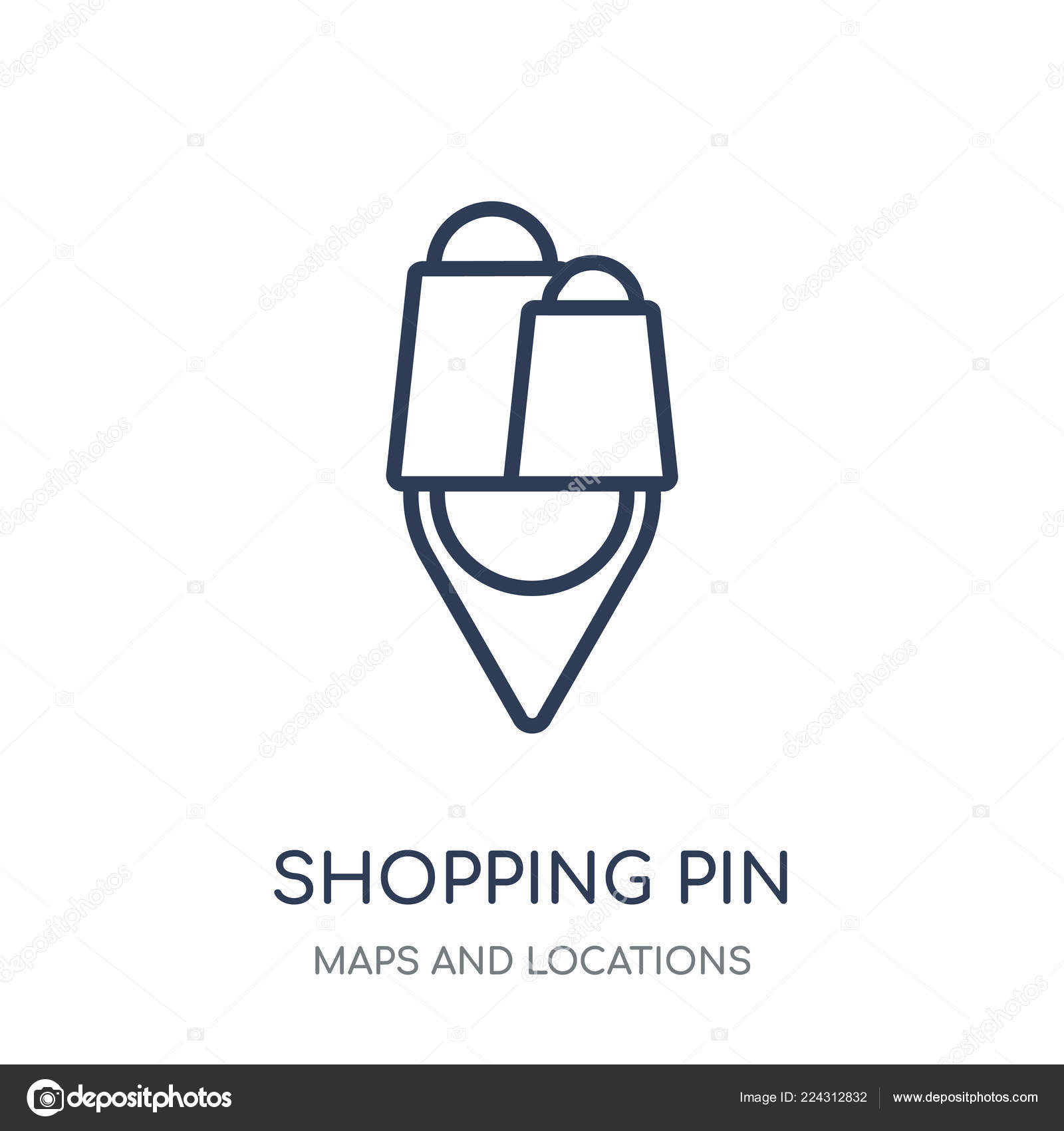Shopping Pin Icon Shopping Pin Linear Symbol Design Maps Locations ...