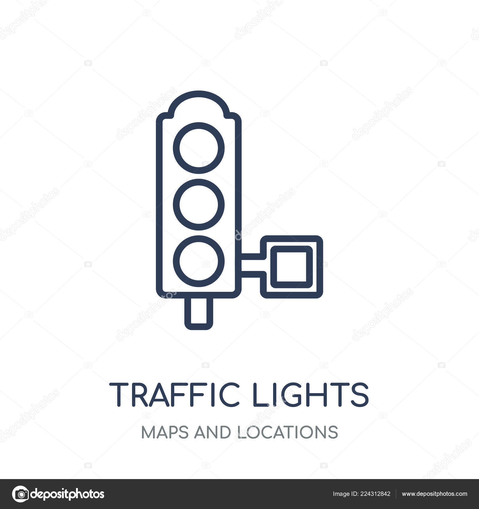 Traffic Lights Icon Traffic Lights Linear Symbol Design Maps Locations ...