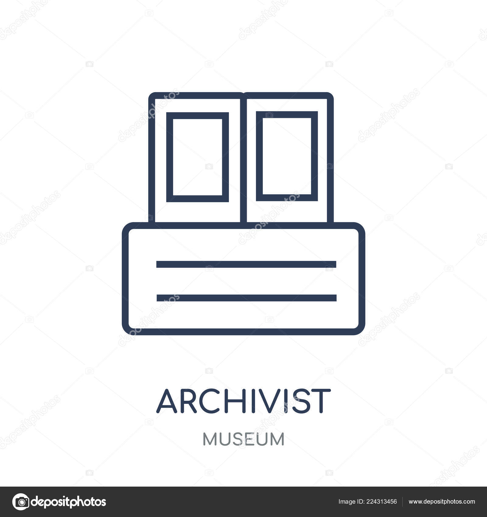 Icono Archivista Diseño Símbolo Lineal Archivista Colección Museo ...