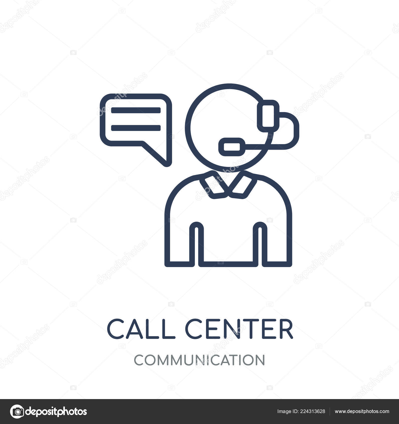 Call Center Icon Call Center Linear Symbol Design Communication ...
