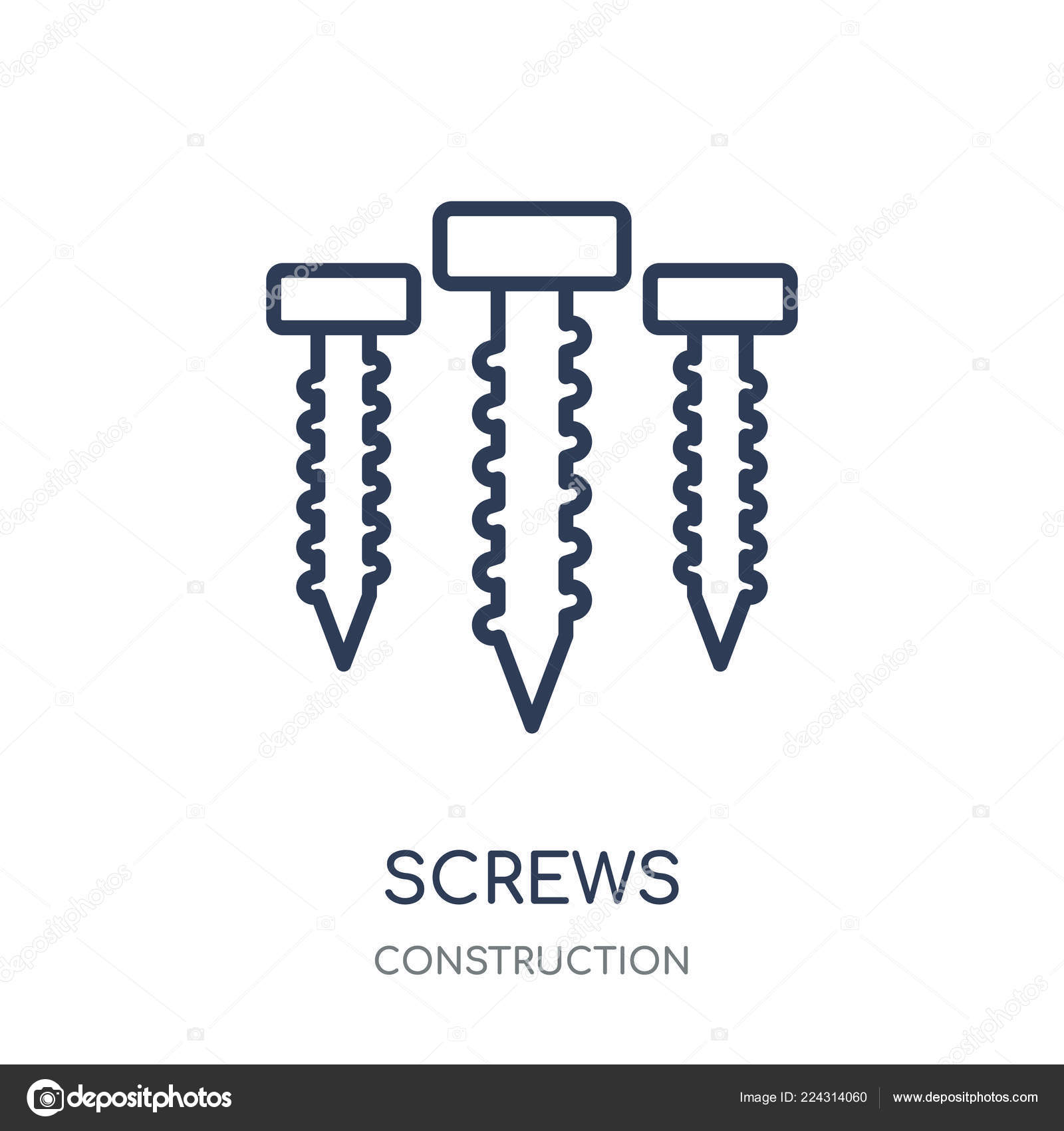 Icono Tornillos Tornillos Diseño Símbolo Lineal Colección Construcción Esquema Simple Vector de ...