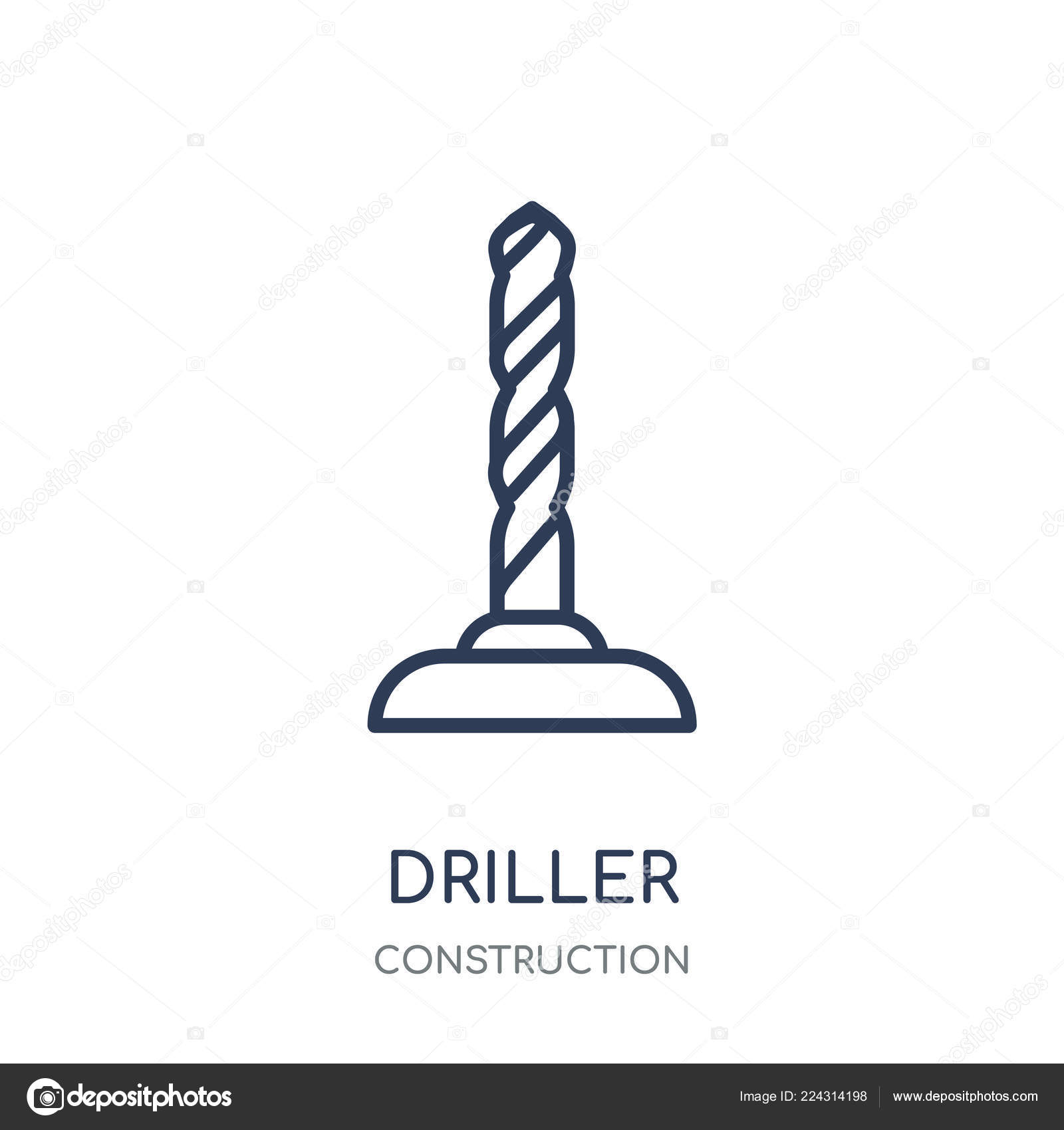 Driller Icon Driller Linear Symbol Design Construction Collection Simple Outline Stock Vector by ...