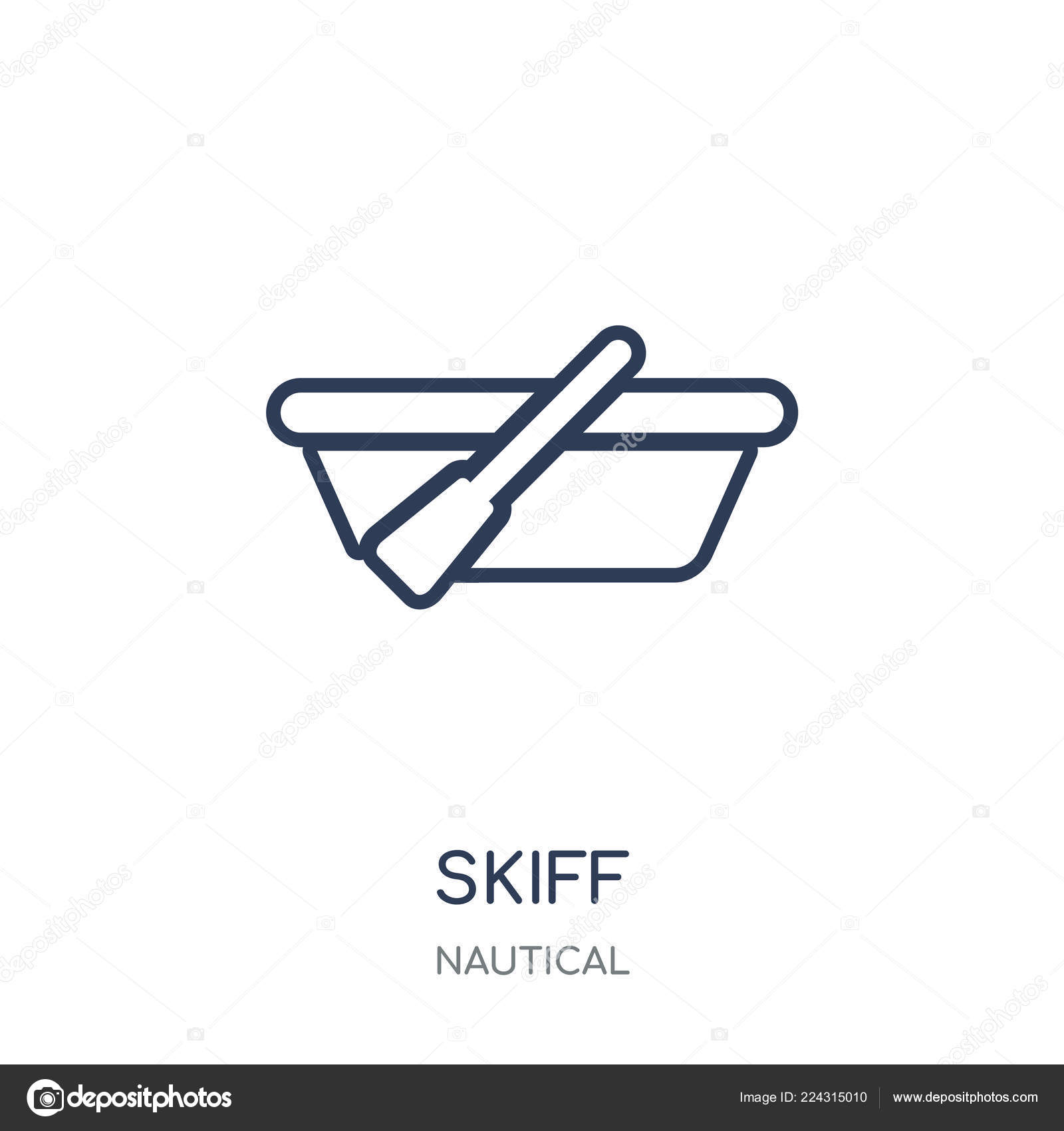 Icono Skiff Skiff Diseño Símbolo Lineal Colección Náutica Esquema ...