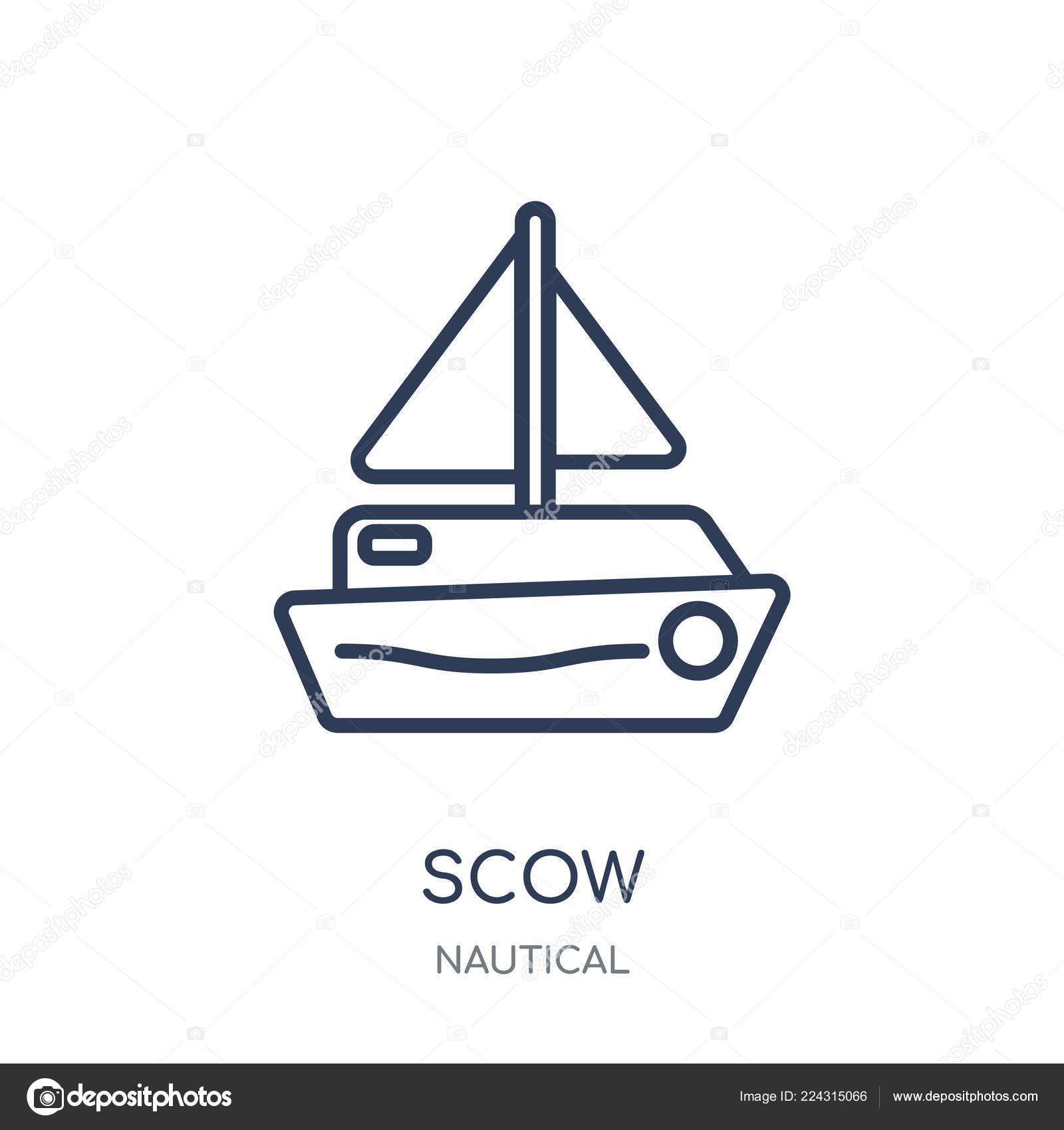 Scow Icon Scow Linear Symbol Design Nautical Collection Simple Outline ...