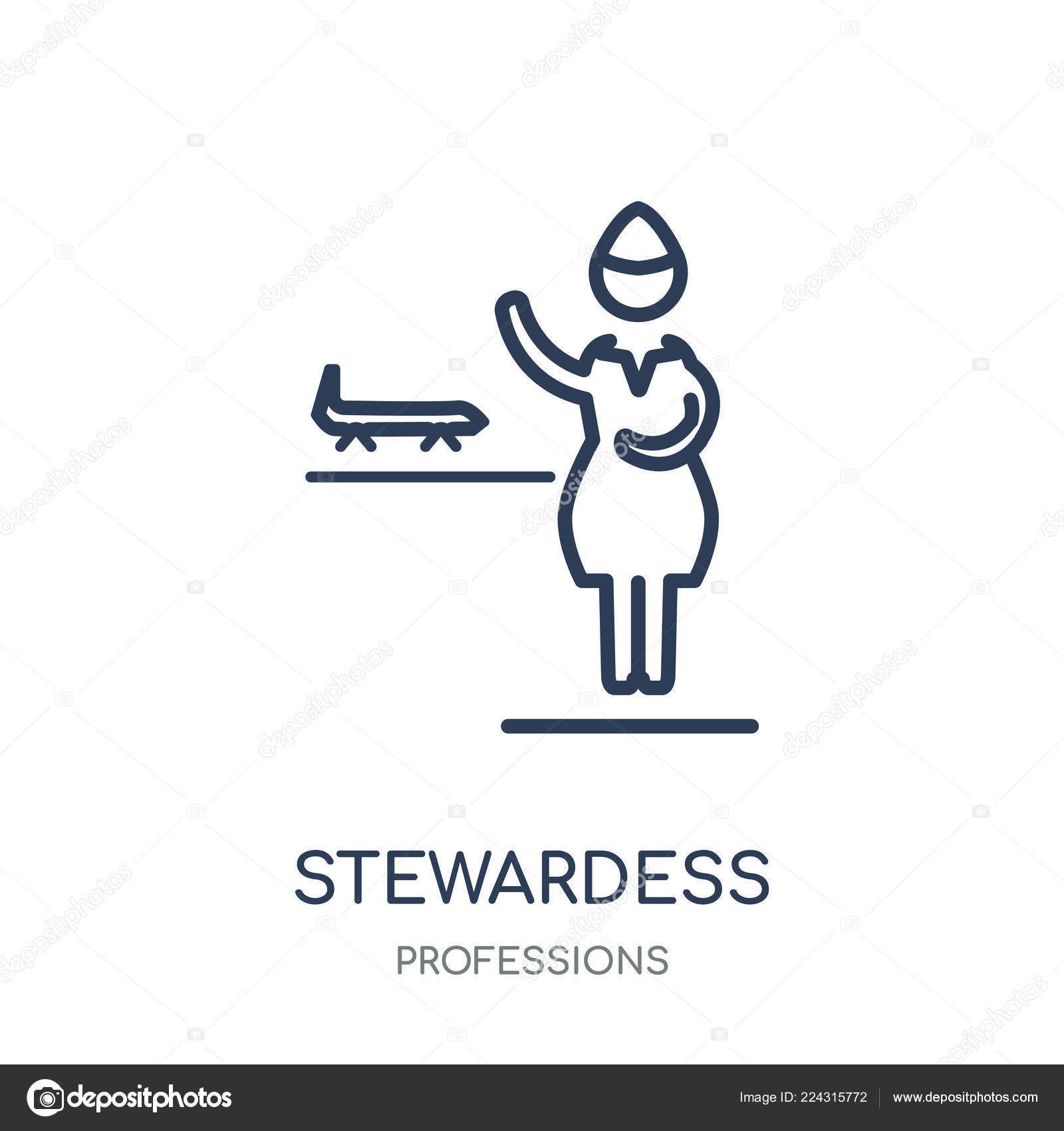Stewardess Icon Stewardess Linear Symbol Design Professions Collection ...