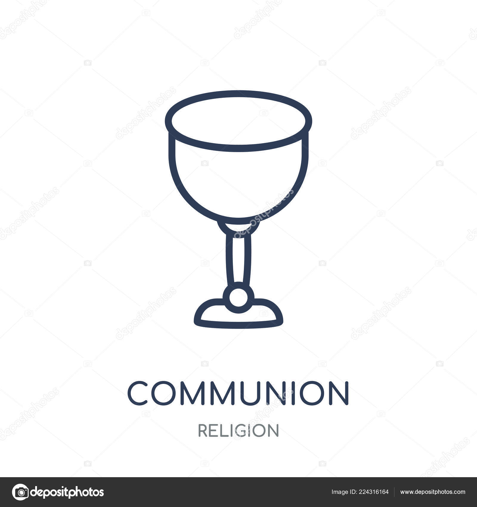 Icono Comunión Diseño Símbolo Lineal Comunión Colección Religion Esquema Simple Vector de stock ...