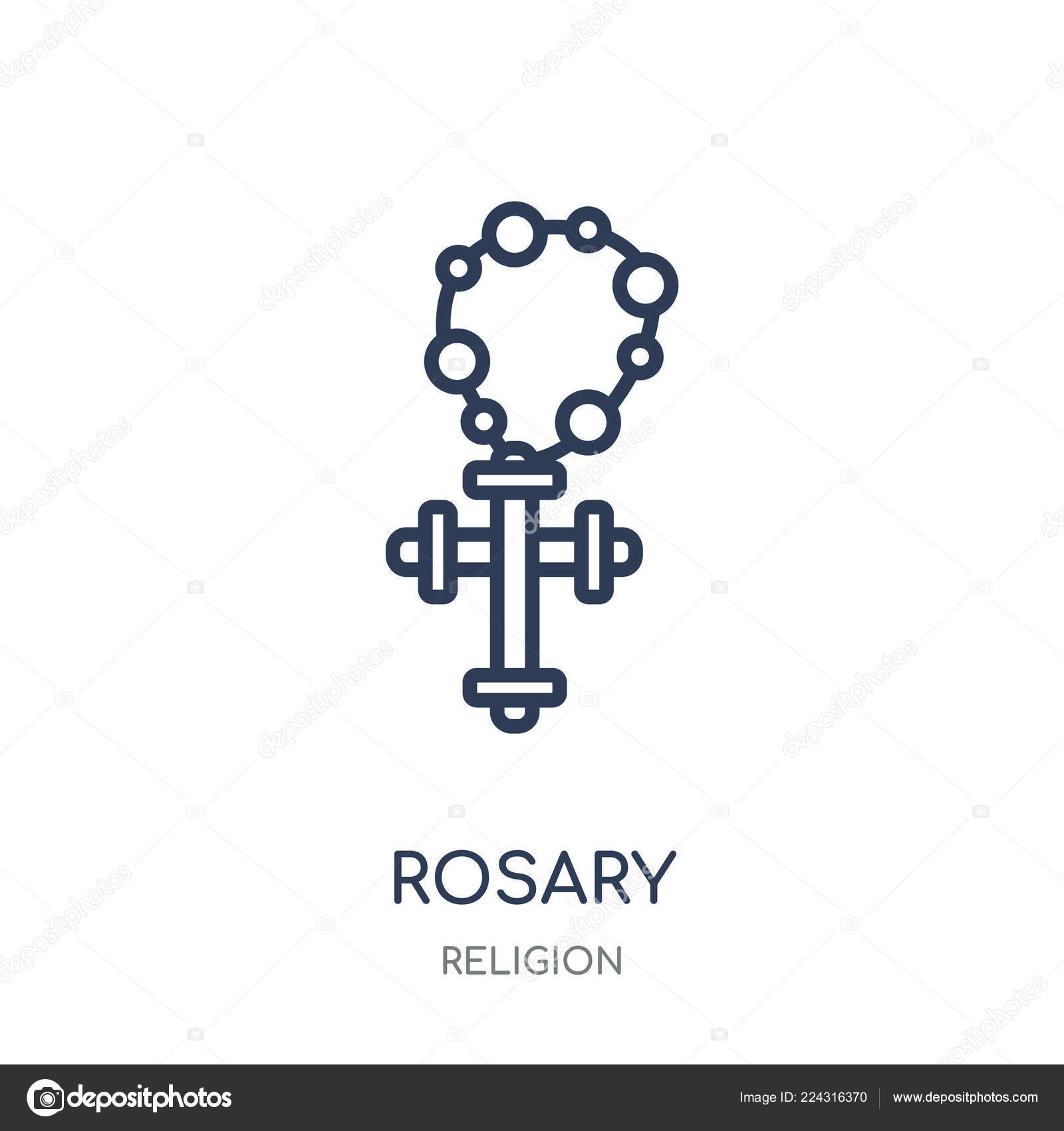 Icono Del Rosario Diseño Símbolo Lineal Rosario Colección Religión Esquema Vector de stock por ...