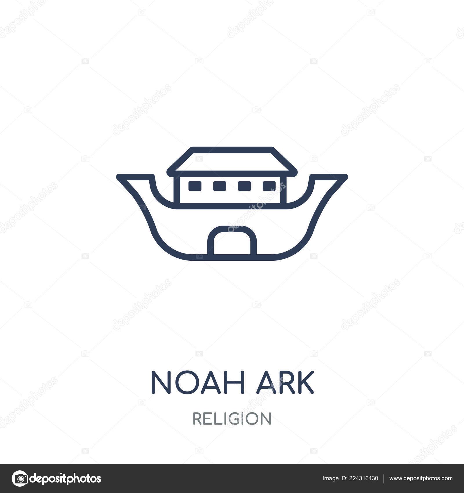 Noah Ark Icon Noah Ark Linear Symbol Design Religion Collection Stock ...