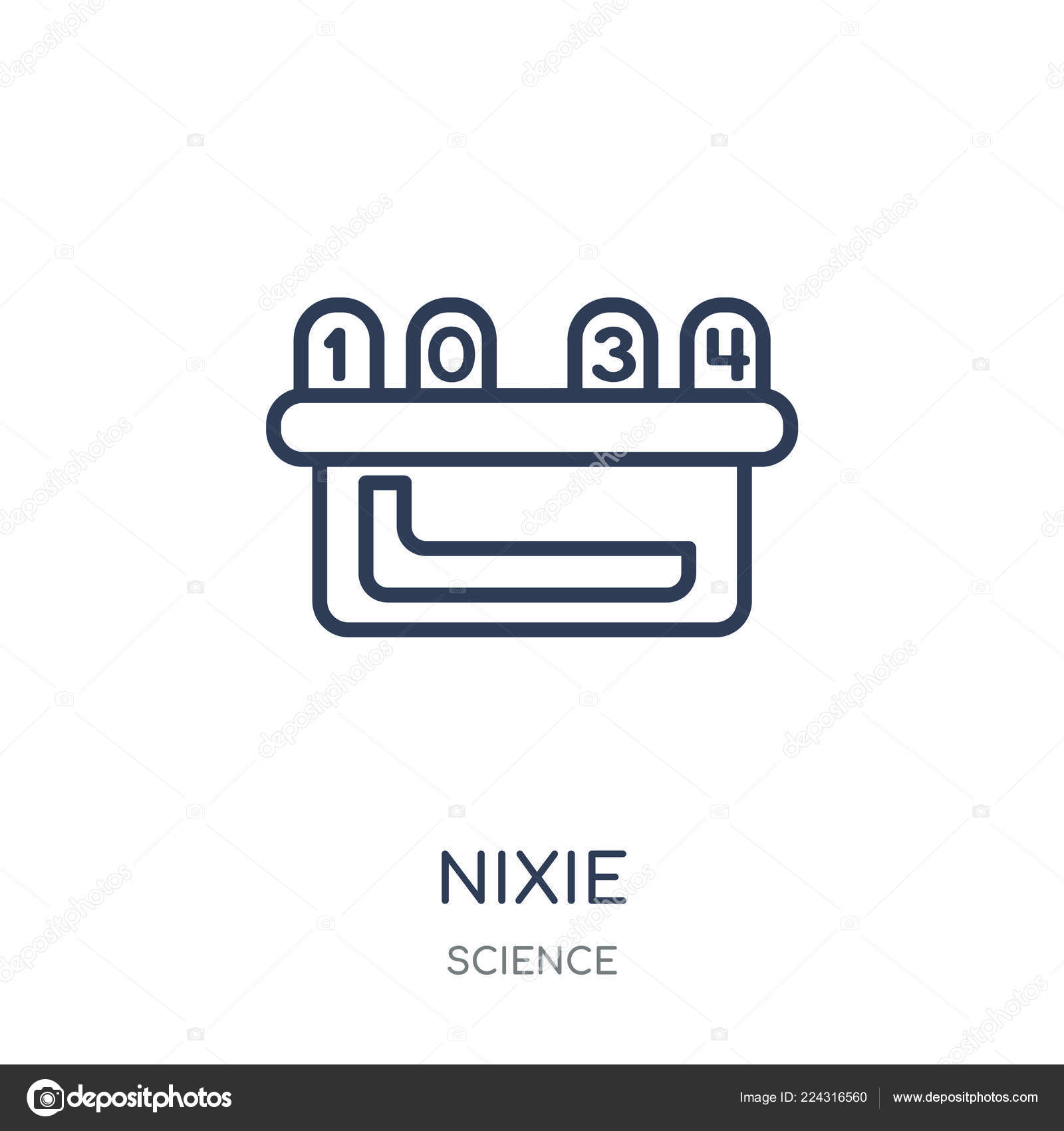 Icono Nixie Diseño Símbolo Lineal Nixie Colección Science Esquema Simple Vector de stock por ...