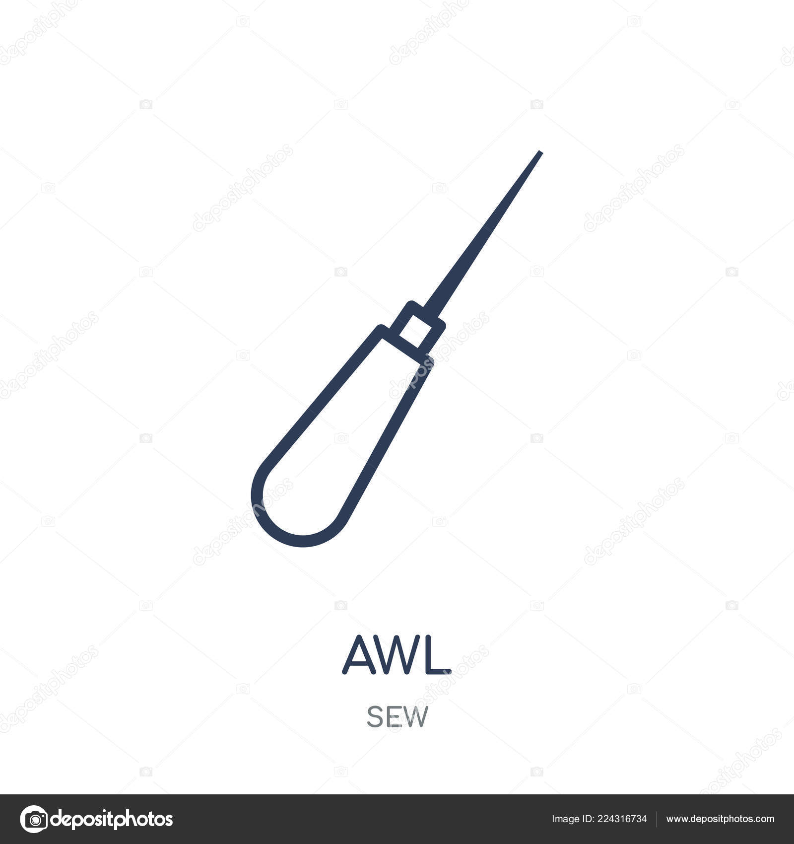 Awl Icon Awl Linear Symbol Design Sew Collection Simple Outline Stock ...