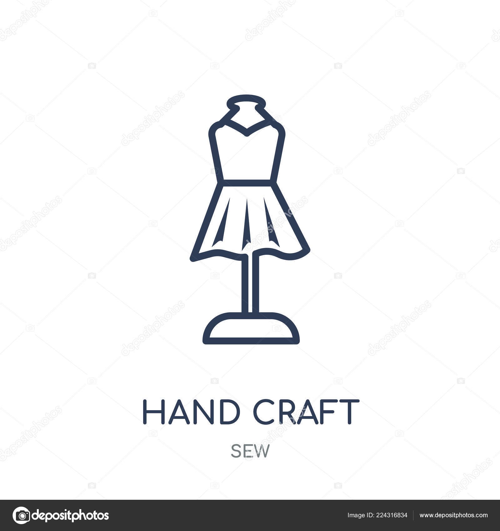 Hand Craft Icon Hand Craft Linear Symbol Design Sew Collection Stock ...