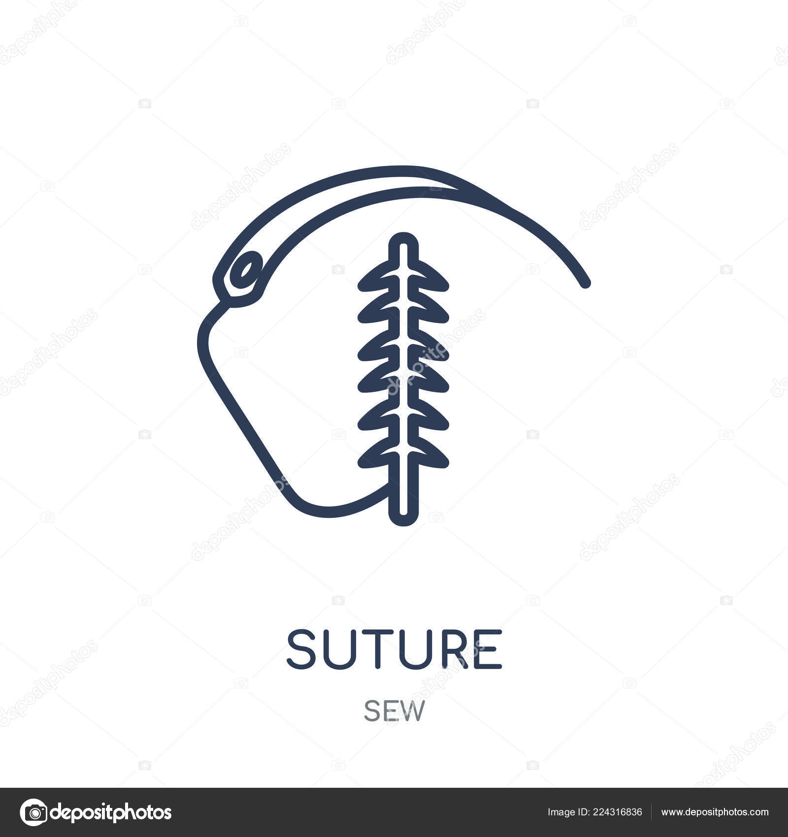 Suture Icon Suture Linear Symbol Design Sew Collection Simple Outline ...