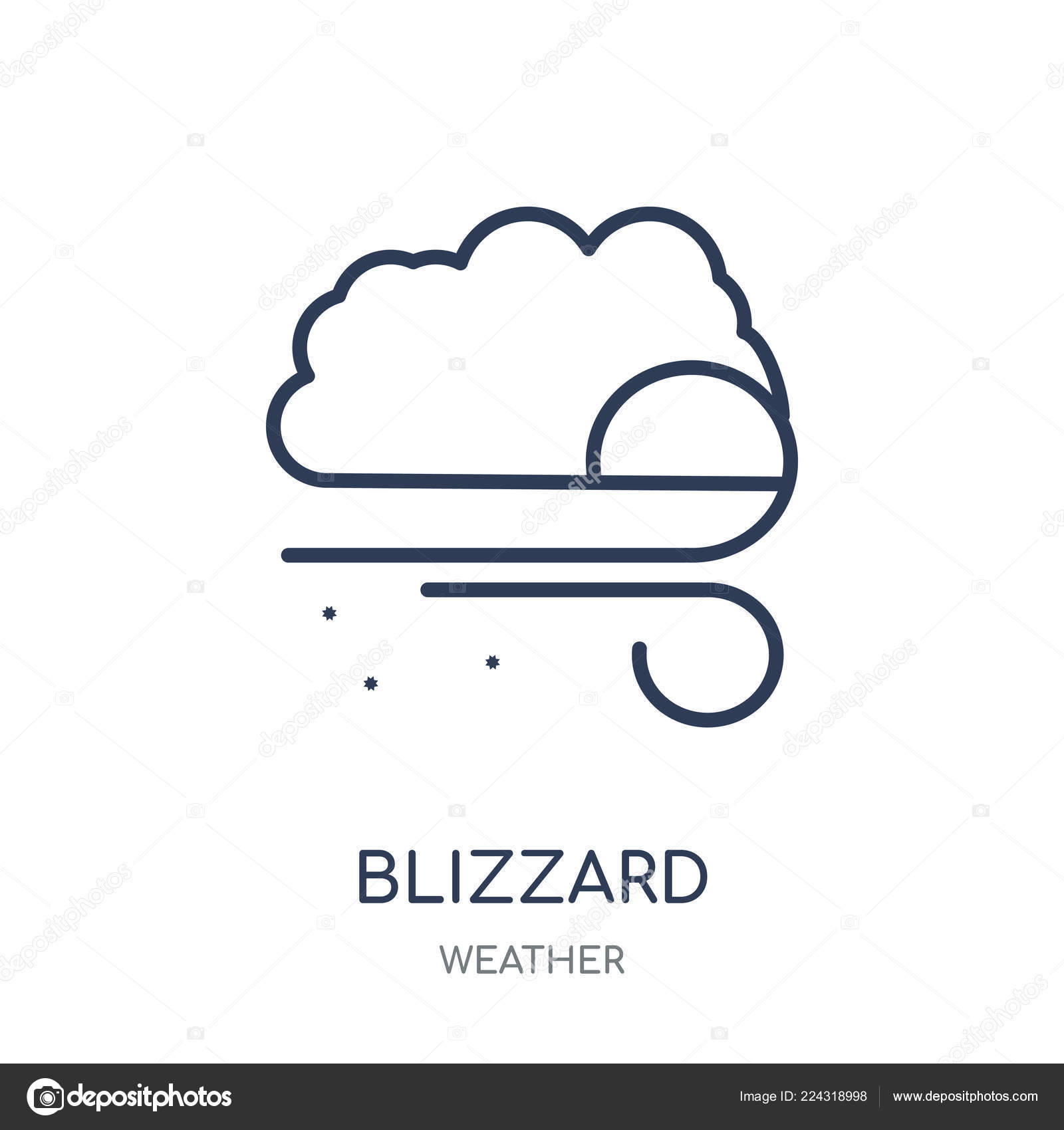 Icono Blizzard Blizzard Diseño Símbolo Lineal Colección Weather Esquema Simple Vector de stock ...